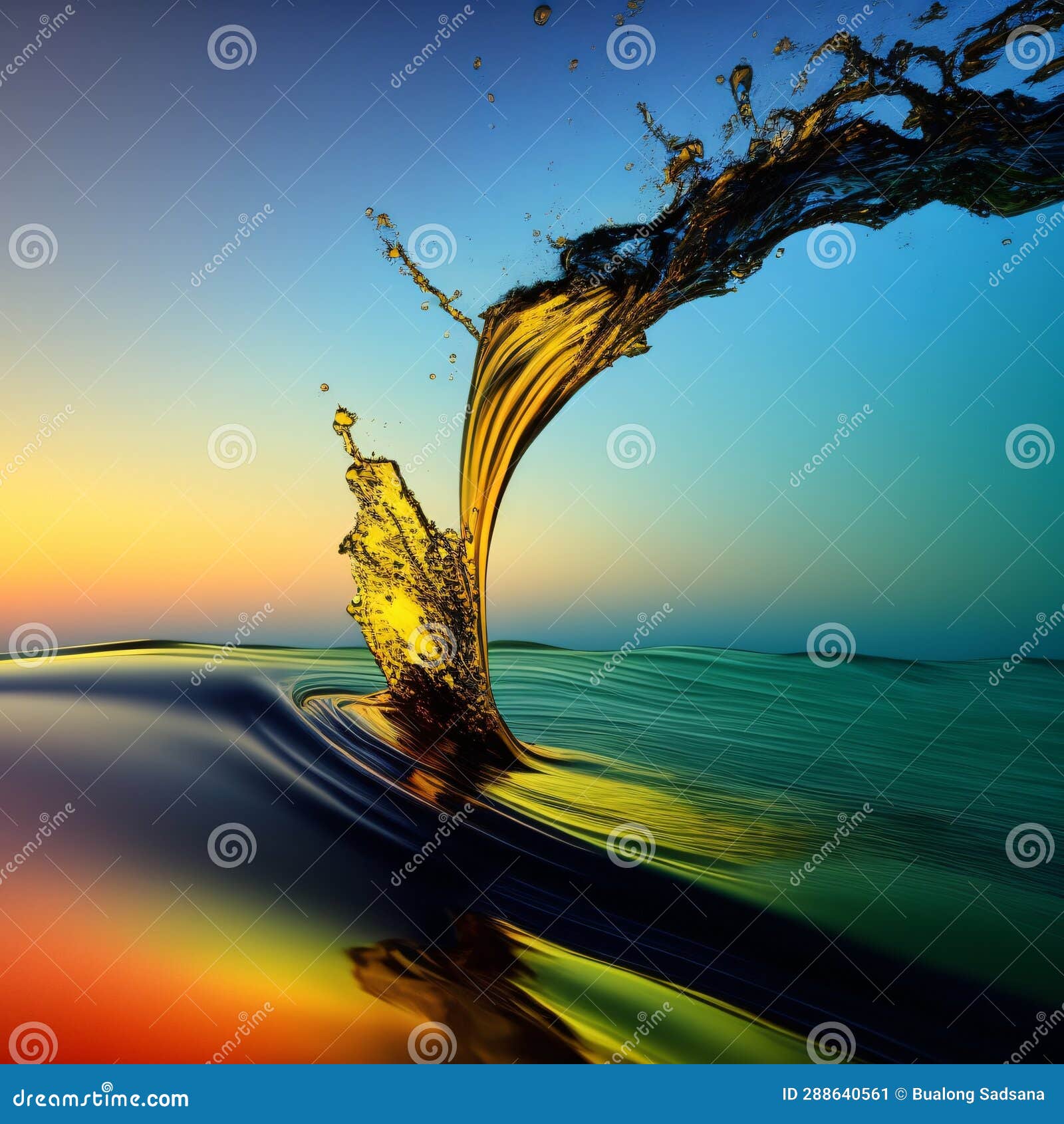 Olive or Engine Oil Splash with Waves Luxury. 3d Render Stock ...