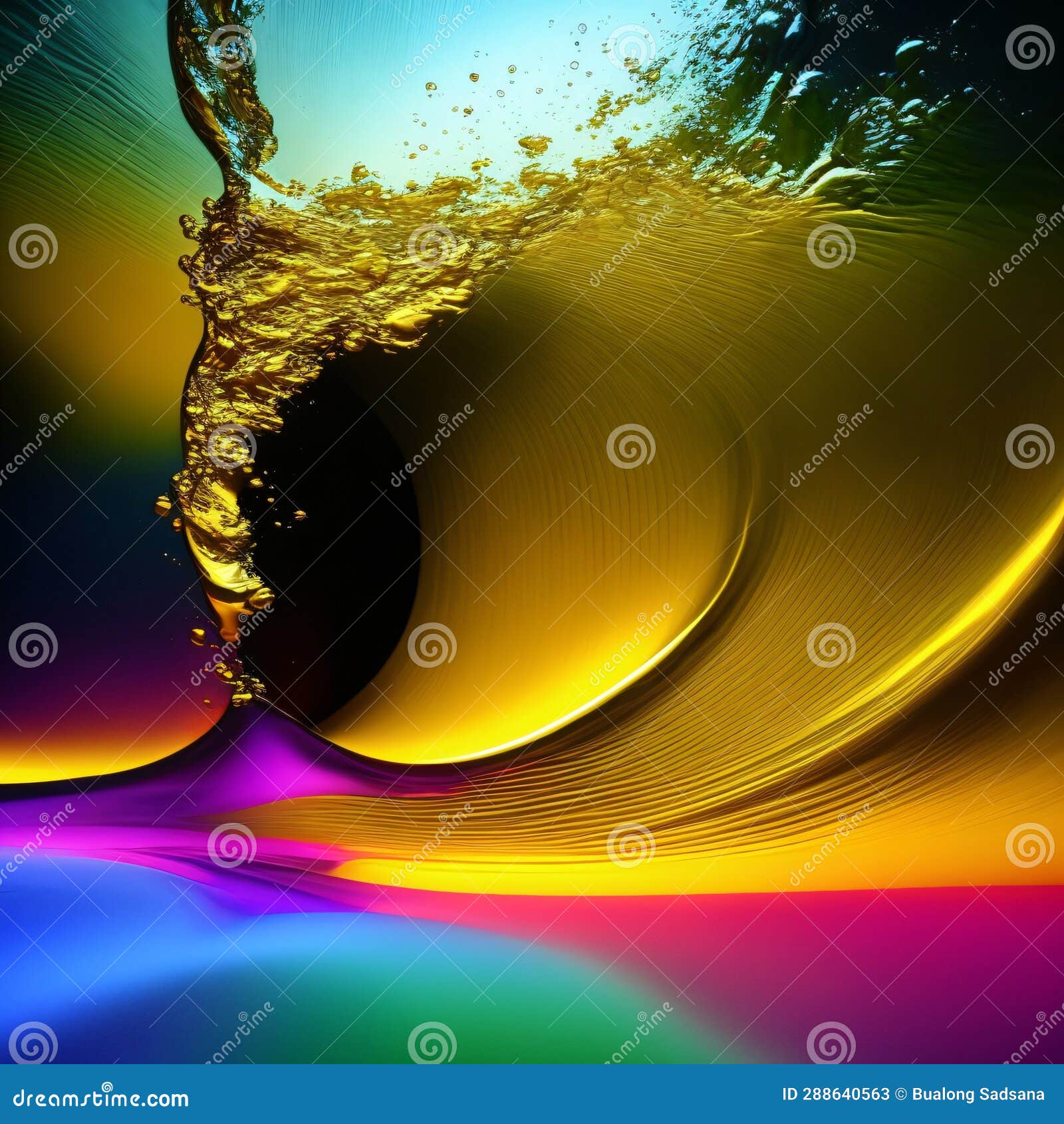 Olive or Engine Oil Splash with Waves Luxury. 3d Render Stock ...