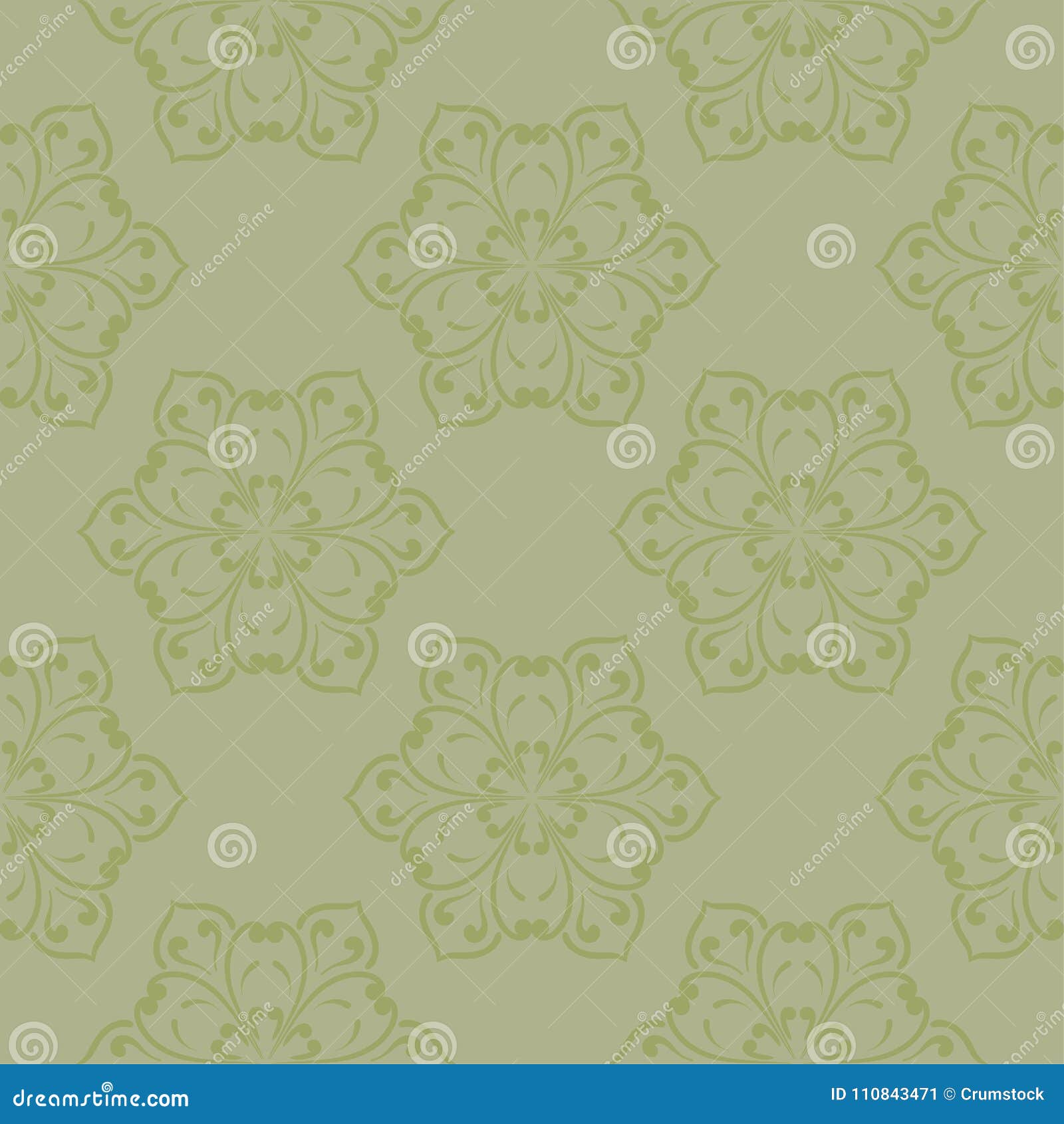 Olive Green Floral Design. Seamless Pattern Stock Vector - Illustration ...