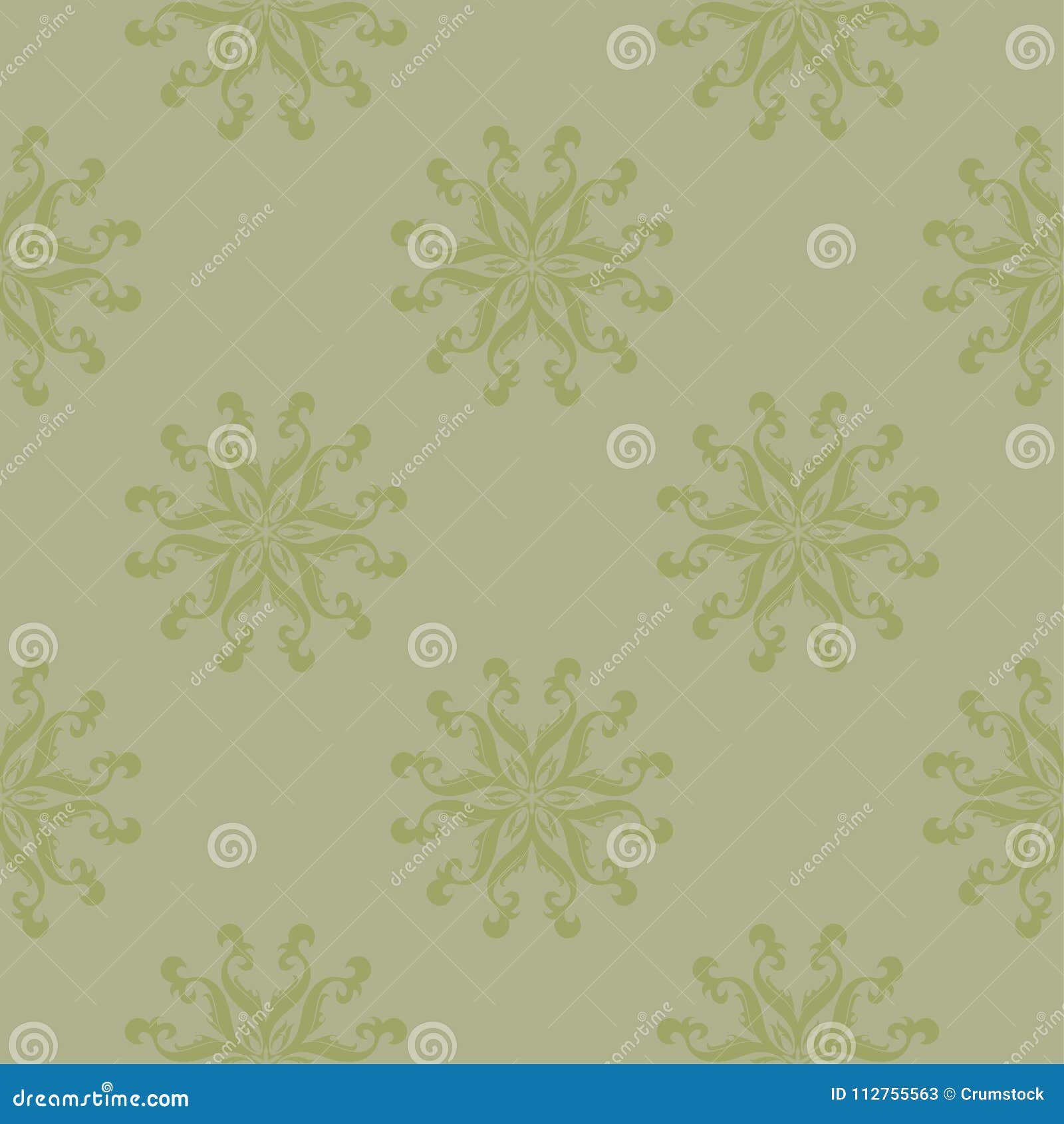 Olive Green Floral Design. Seamless Pattern Stock Vector - Illustration ...