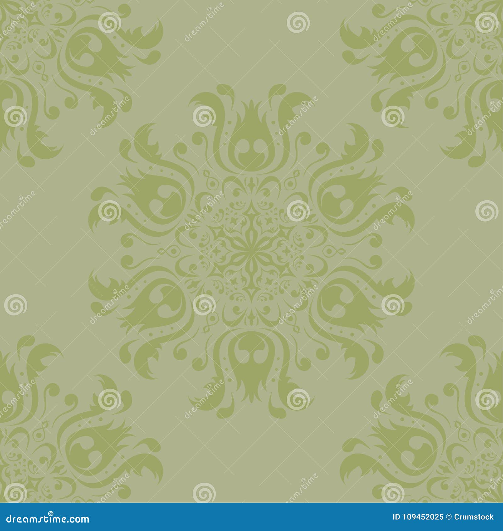 Olive Green Floral Seamless Pattern Stock Vector - Illustration of ...