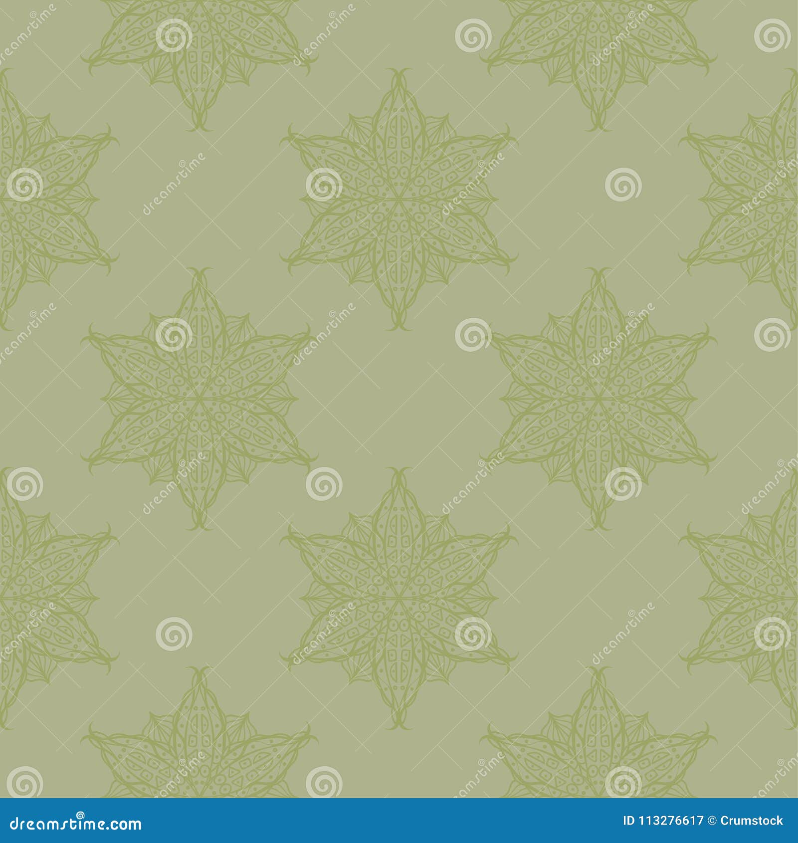 Olive Green Floral Seamless Pattern Stock Vector - Illustration of ...
