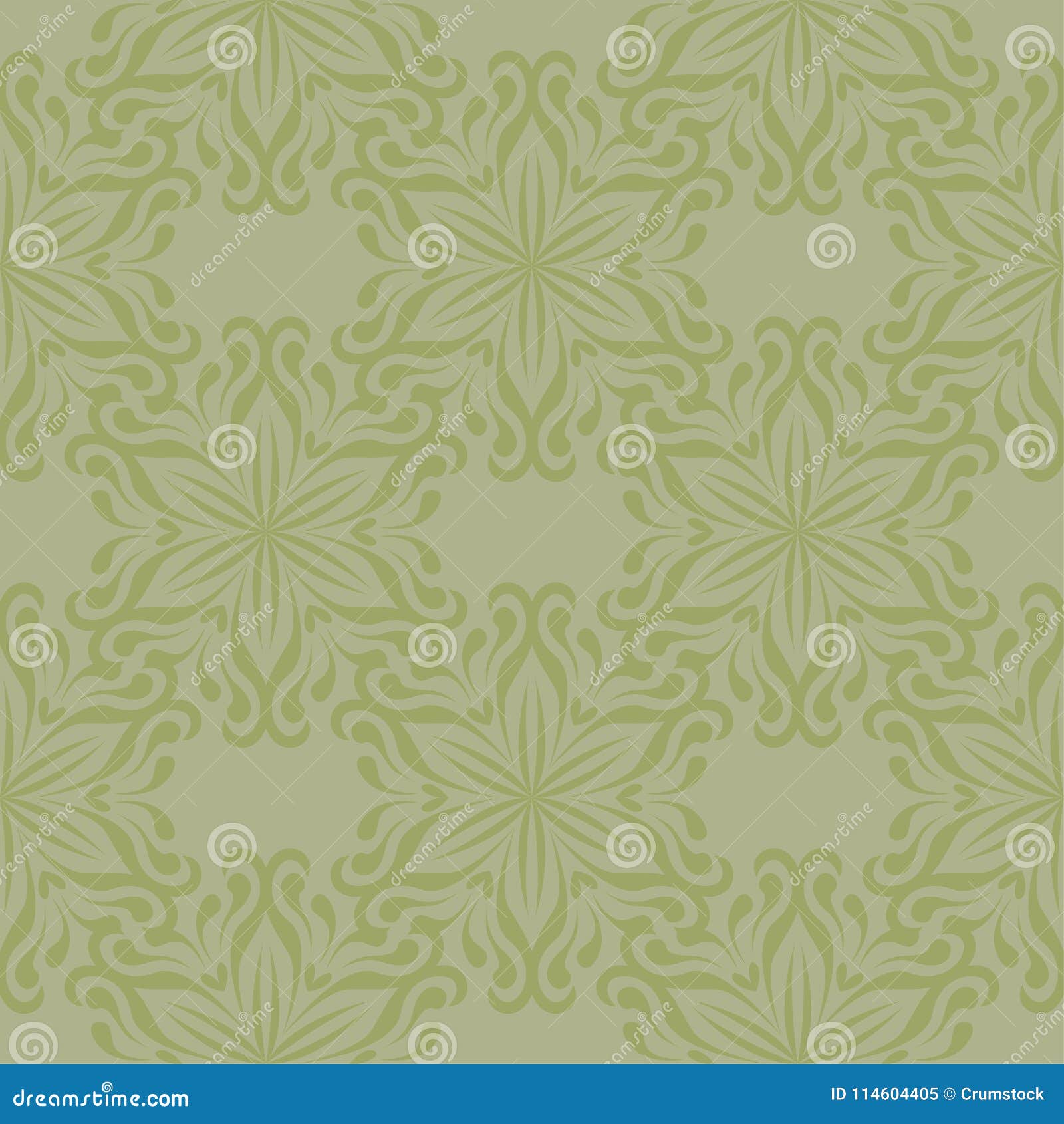 Olive Green Floral Seamless Pattern Stock Vector - Illustration of ...