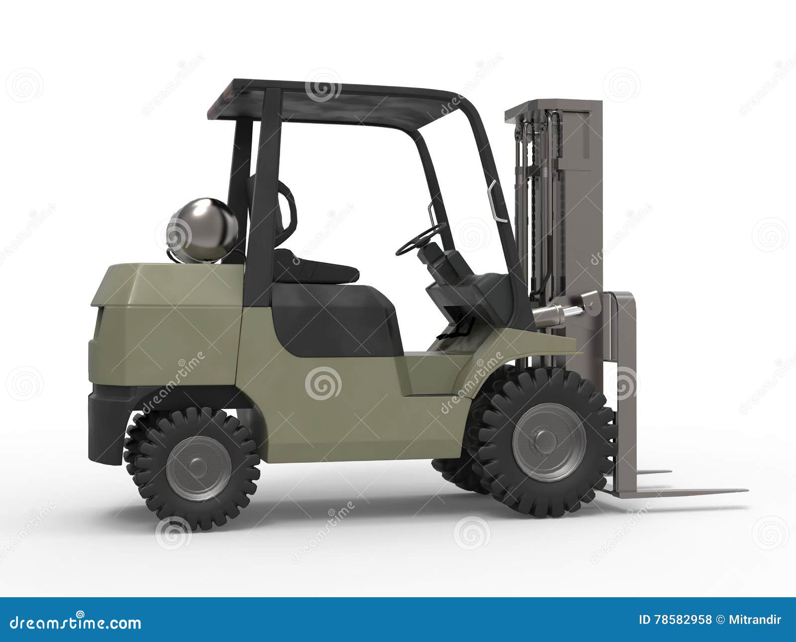 Forklift Top View Isolated On White Background. 3d Rendering Royalty ...