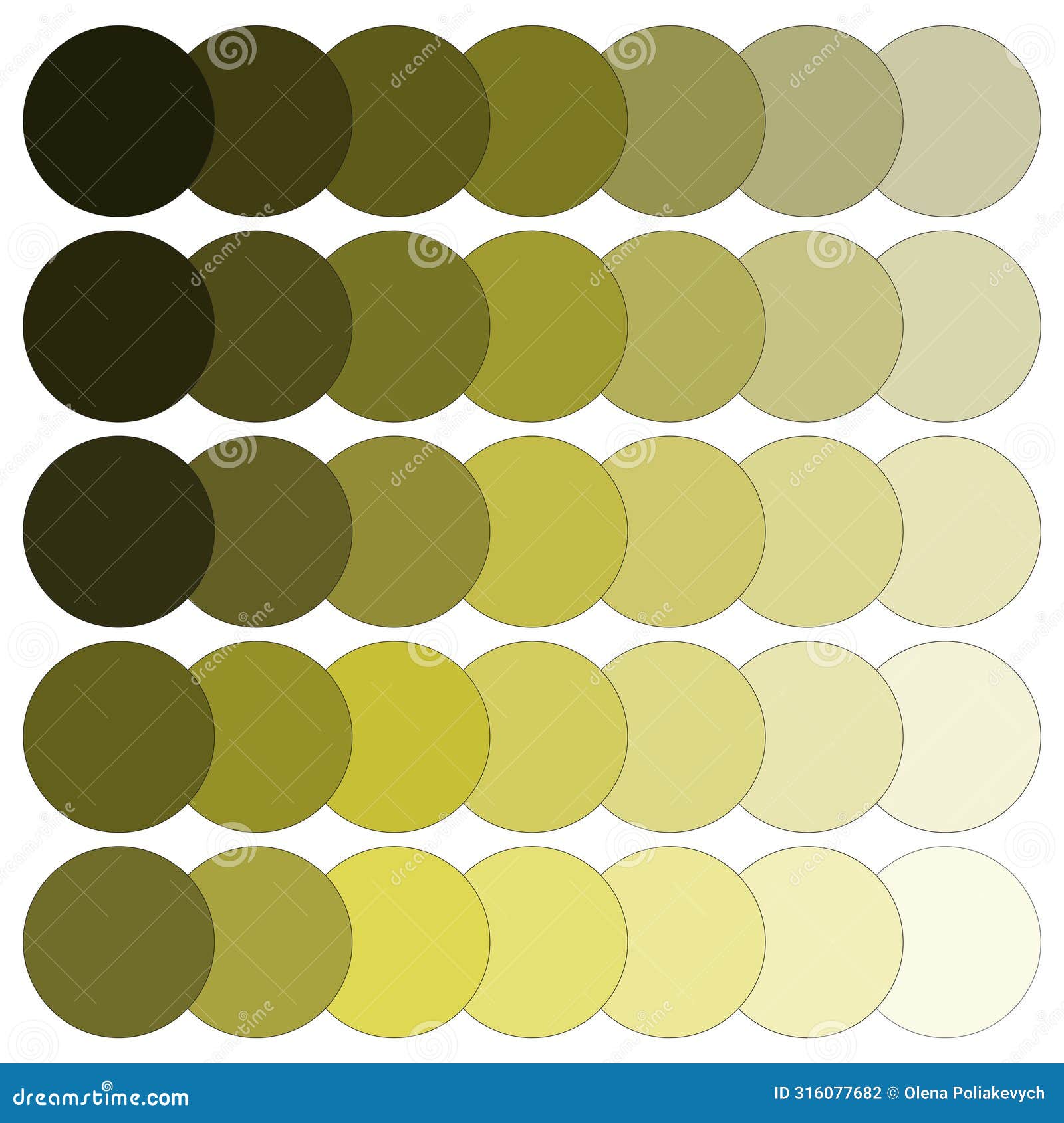 Olive Green Gradient Circles. Warm Tone Color Scheme. Round Shapes ...