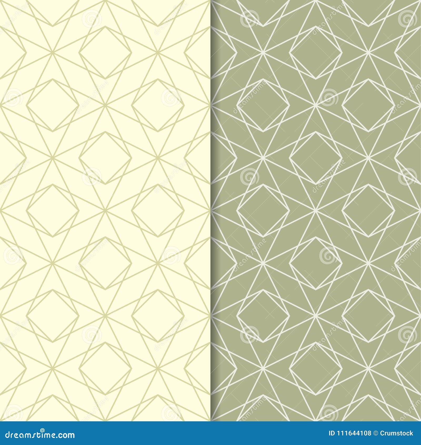 Olive Green Set of Seamless Geometric Patterns Stock Vector ...