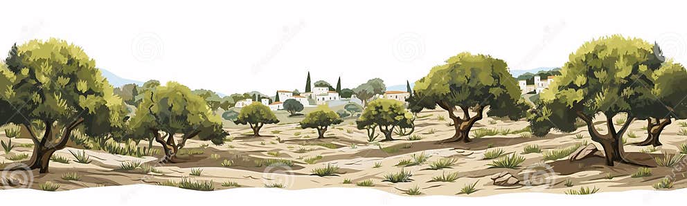 Olive Grove Vector Simple 3d Smooth Cut and Paste Isolated Illustration ...