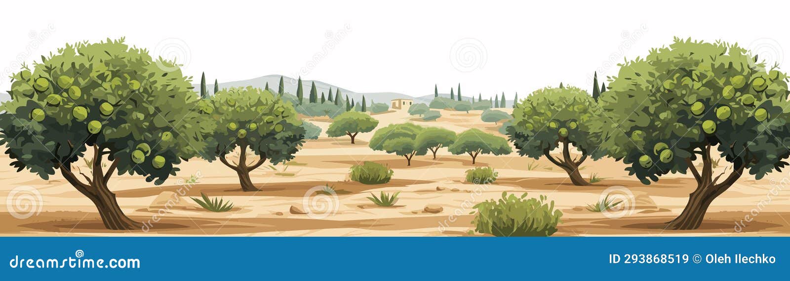 Olive Grove Vector Simple 3d Smooth Cut and Paste Isolated Illustration ...