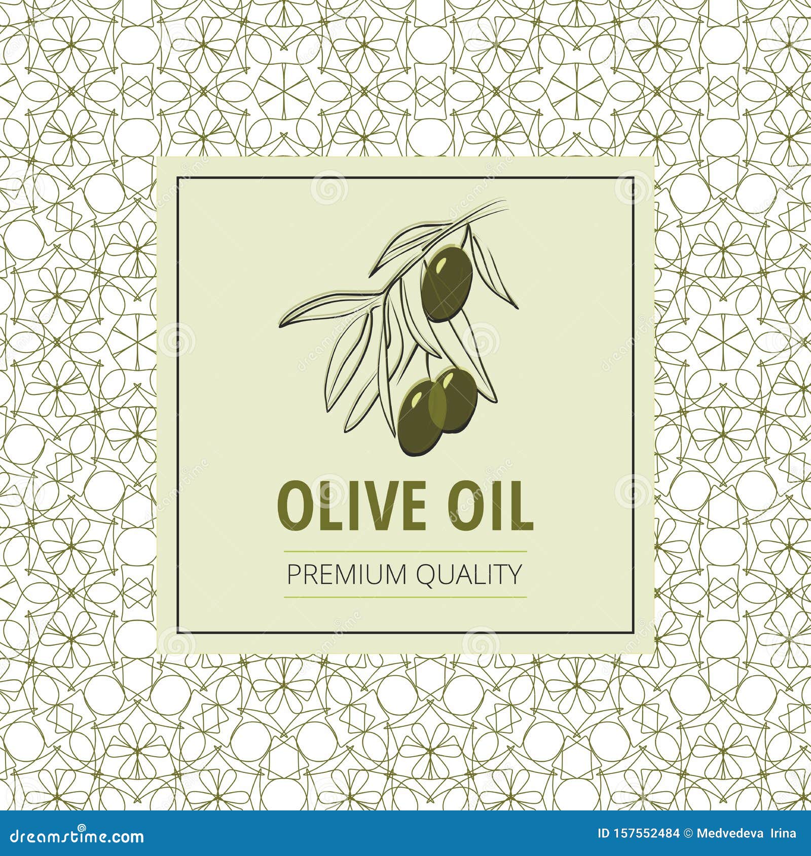 Olive Label and Design Elements on Decorative Background Stock Vector ...