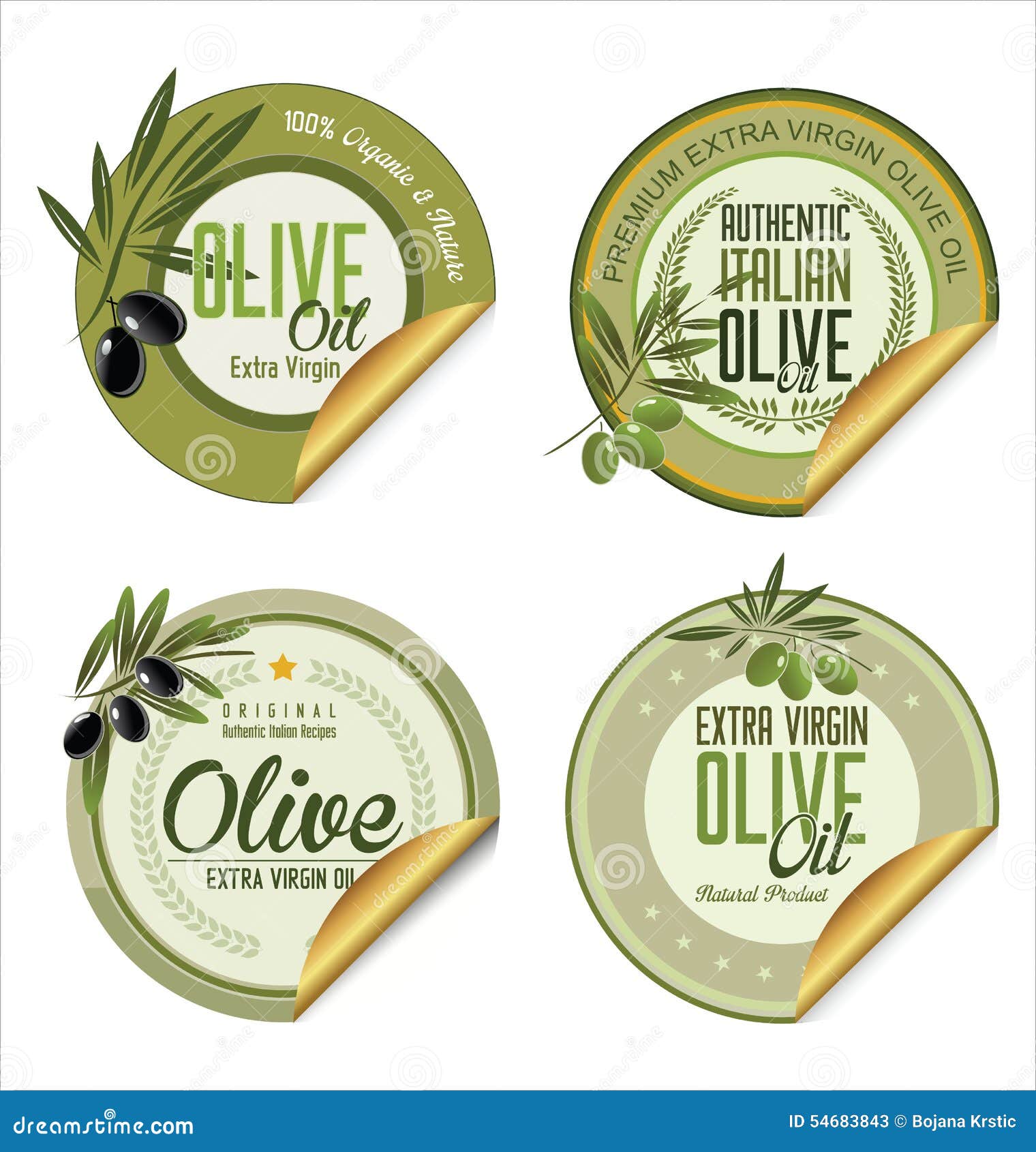 Set Of Olive Oil Labels, Badges And Logos For Vector Illustration ...