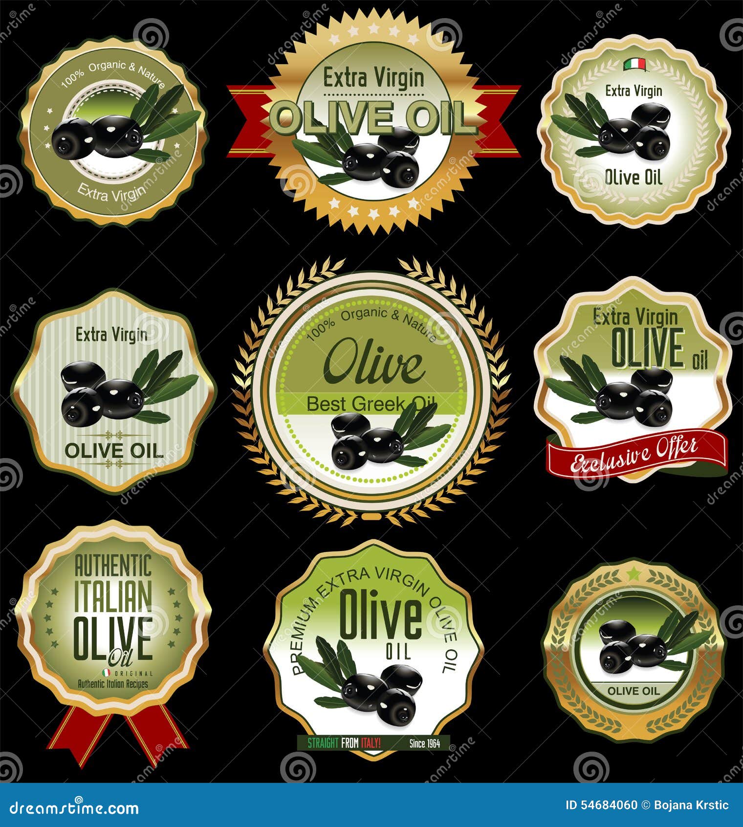 Olive labels collection stock illustration. Illustration of creativity ...