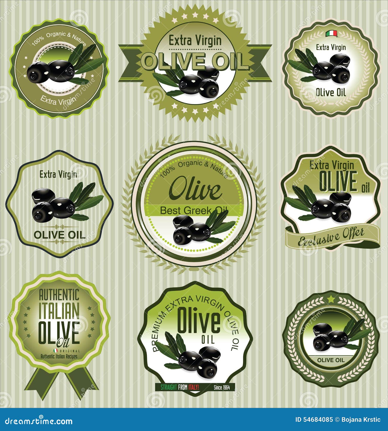 Olive labels collection stock illustration. Illustration of drawn ...