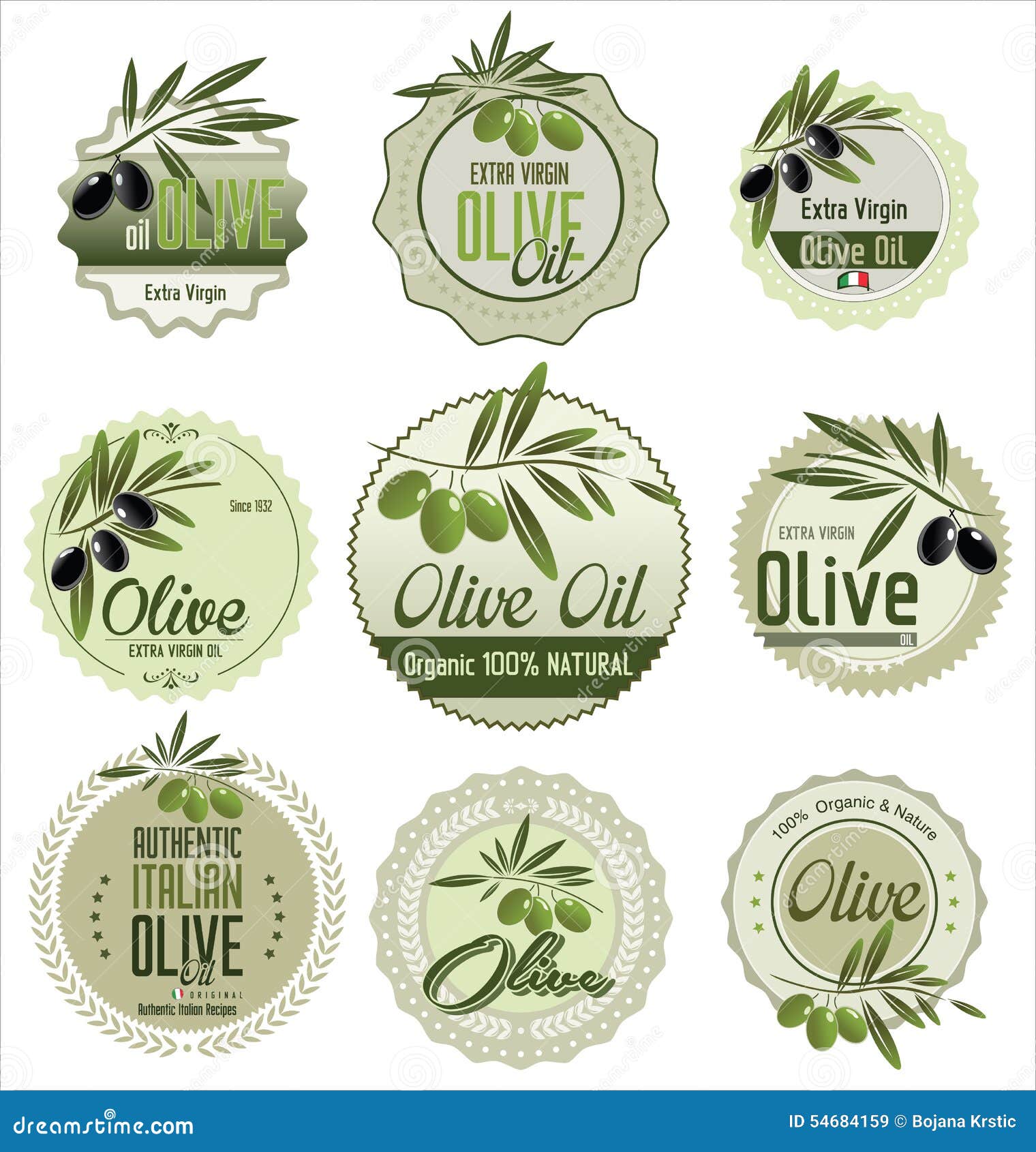 Olive labels collection stock illustration. Illustration of cover ...