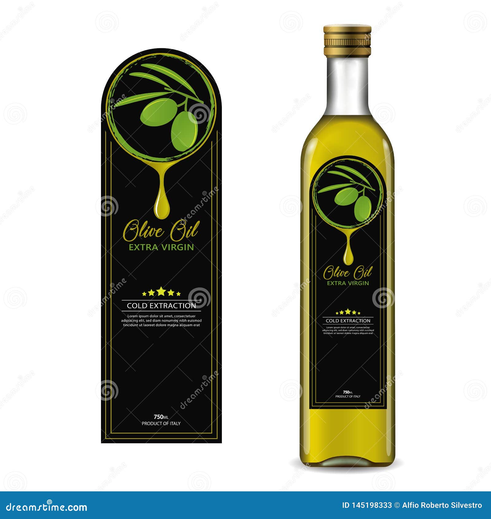 Olive Oil Bottle With Label Stock Vector Illustration Of Food