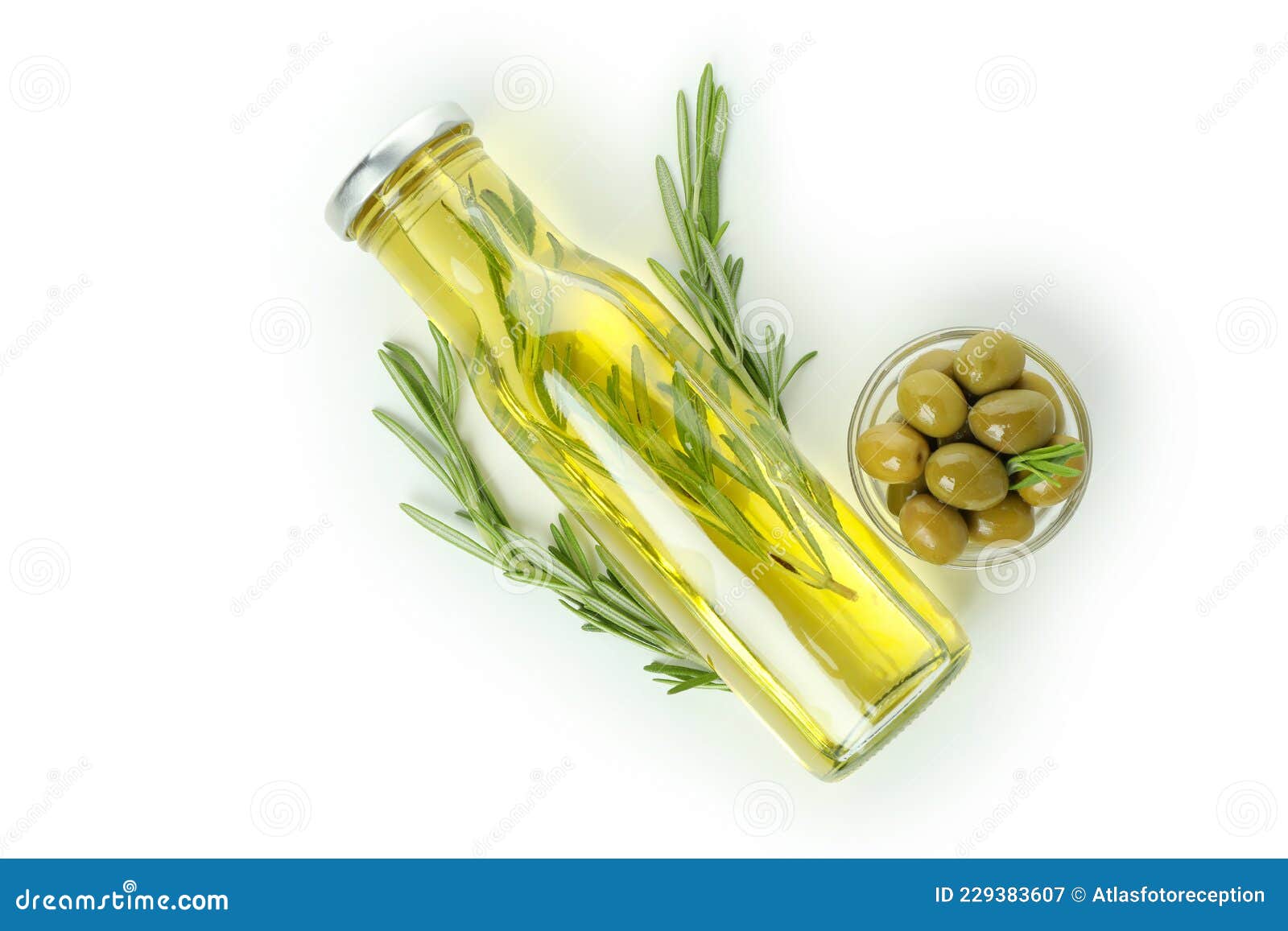 Olive Oil and Ingredients Isolated on White Background Stock Image ...