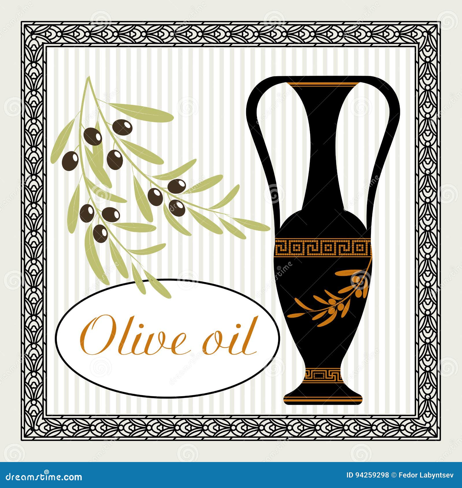 Olive Oil a Label in the Greek Antique Style . Stock Vector ...