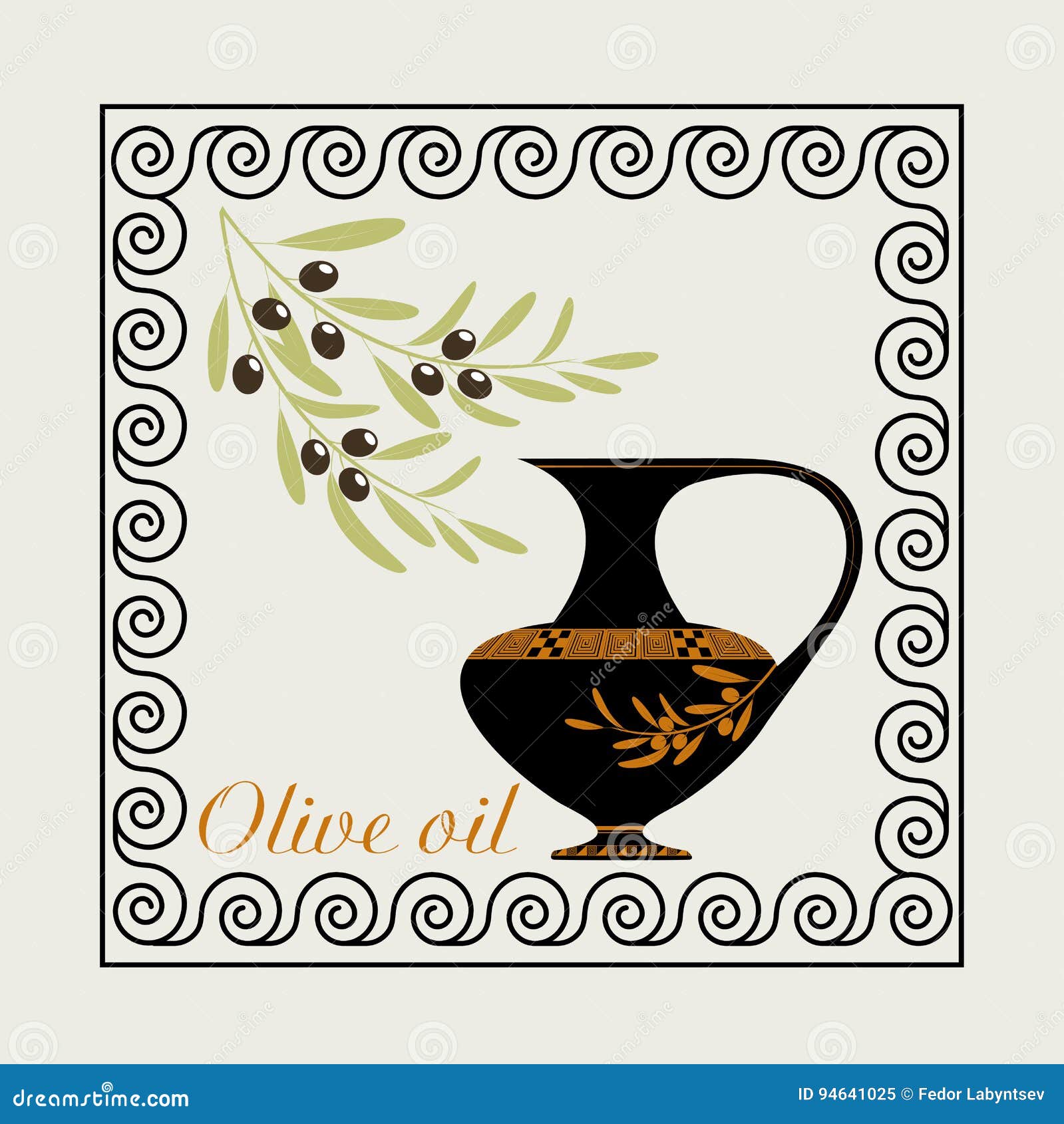 Olive Oil a Label in the Greek Antique Style. Stock Vector ...