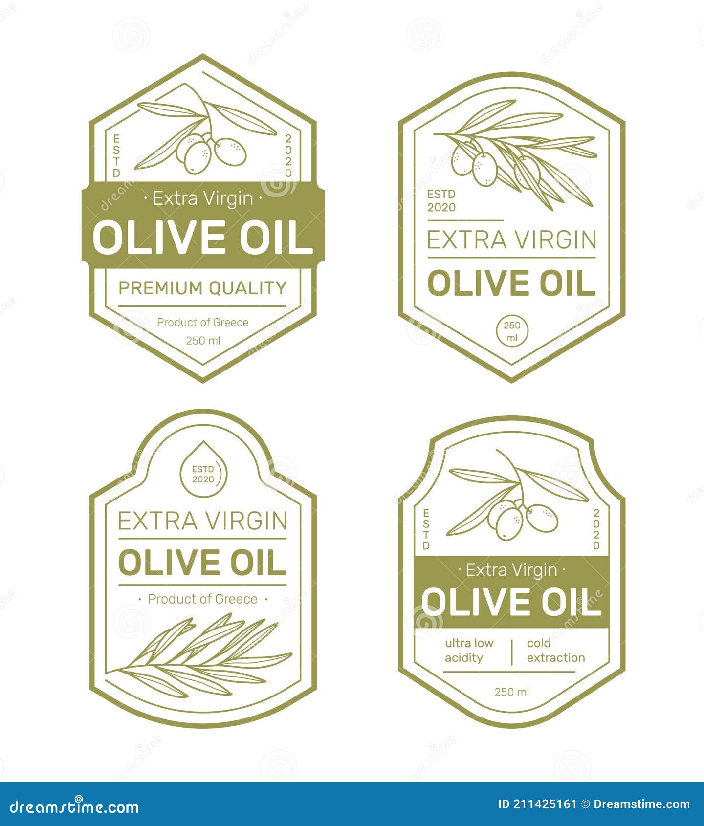 Olive Oil Label Set. Design Templates for Packaging Oil Stock Vector ...