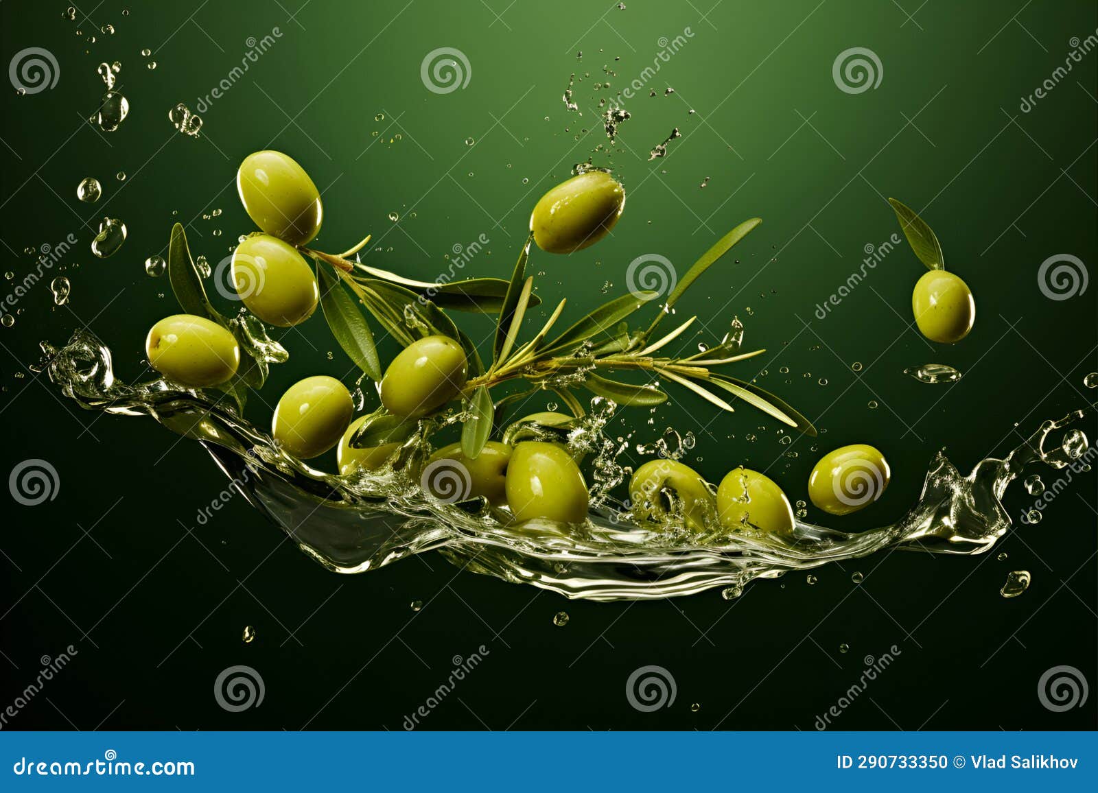 Olive Oil with and Leaves. Falling Olives into Oil with Splash. Stock ...