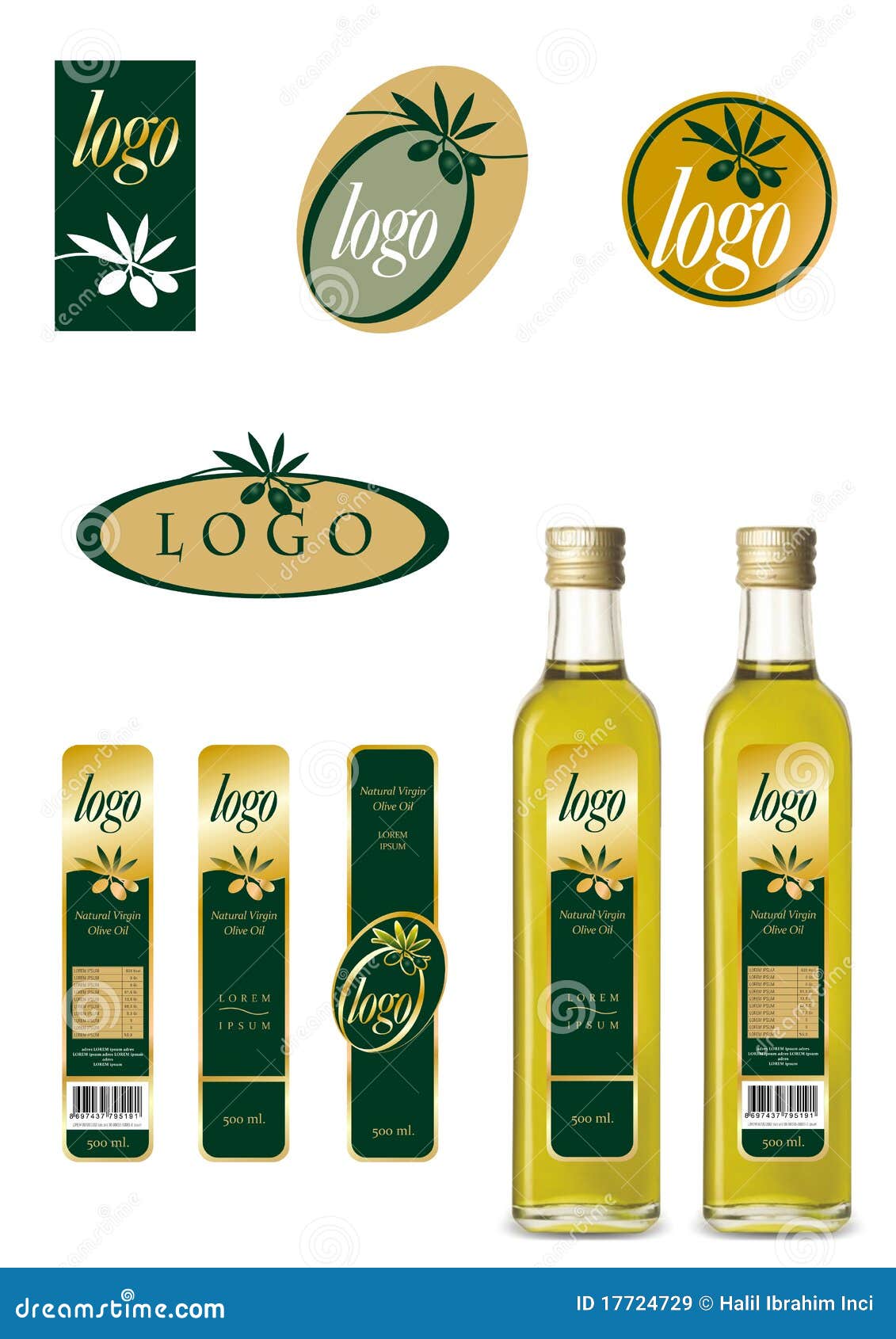 Olive Oil Logo and Label Set Stock Illustration - Illustration of ...
