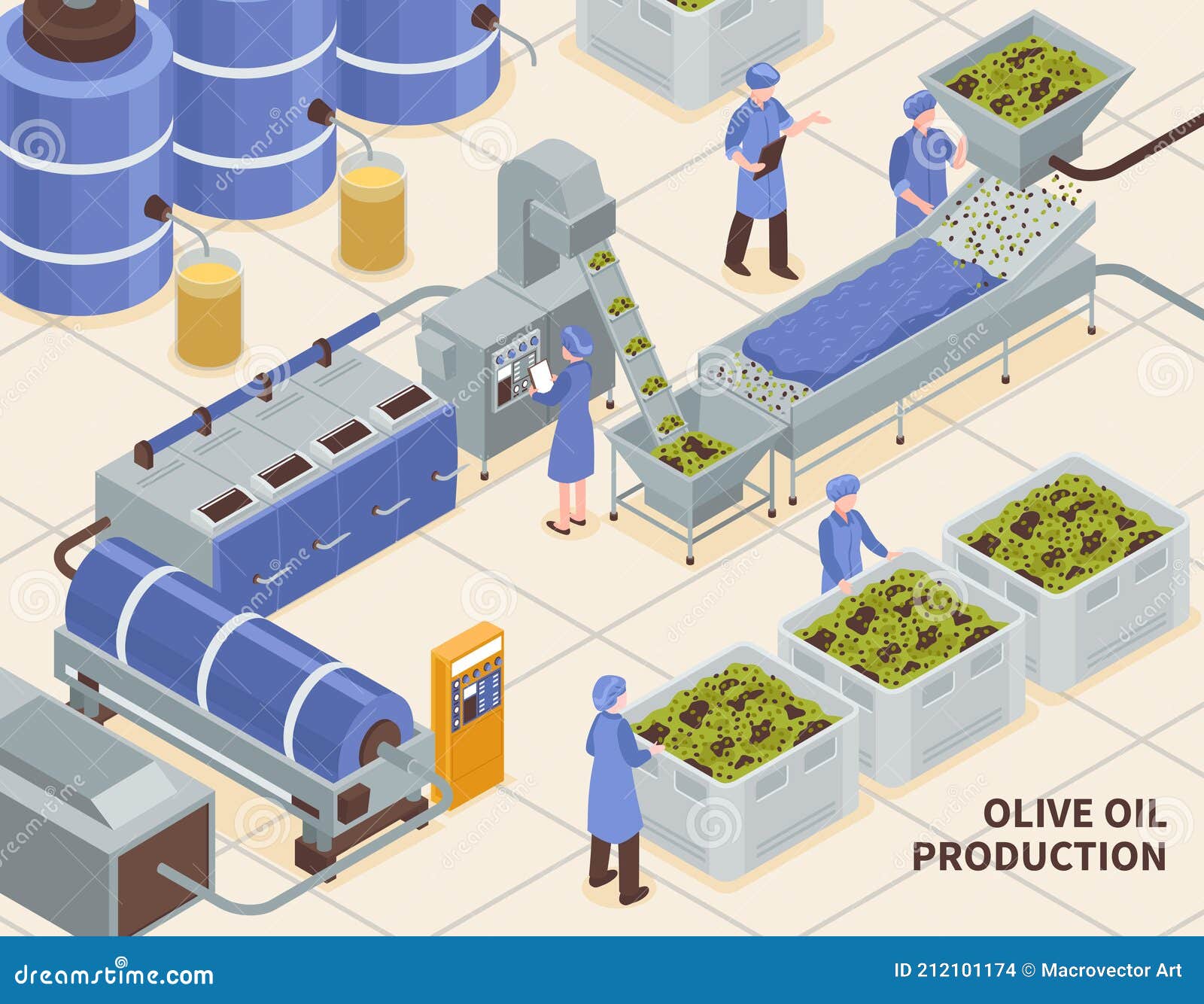 Olive Oil Production Isometric Stock Vector - Illustration of line ...