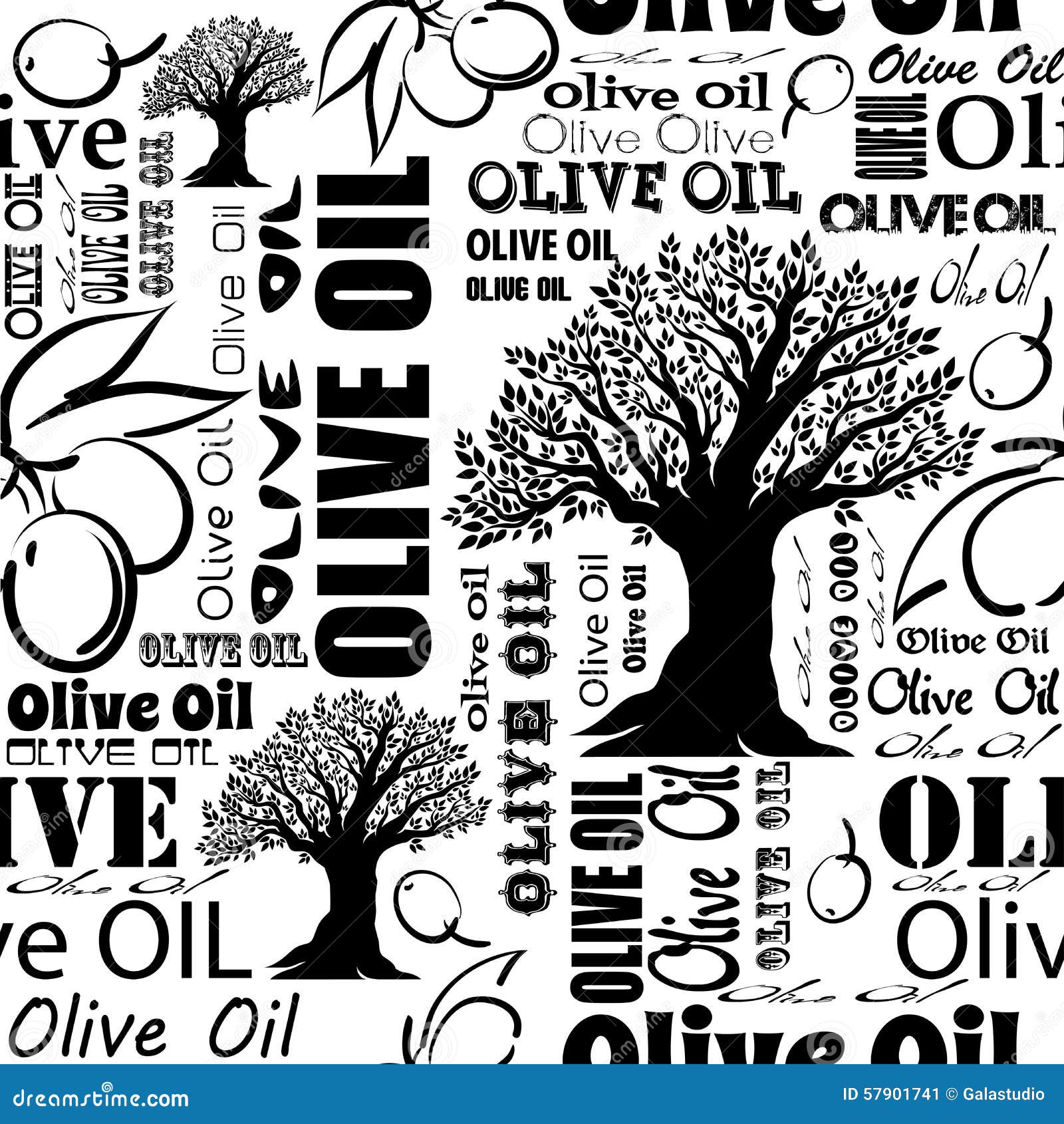 Olive Oil Seamless Pattern. Stock Illustration - Illustration of flat ...