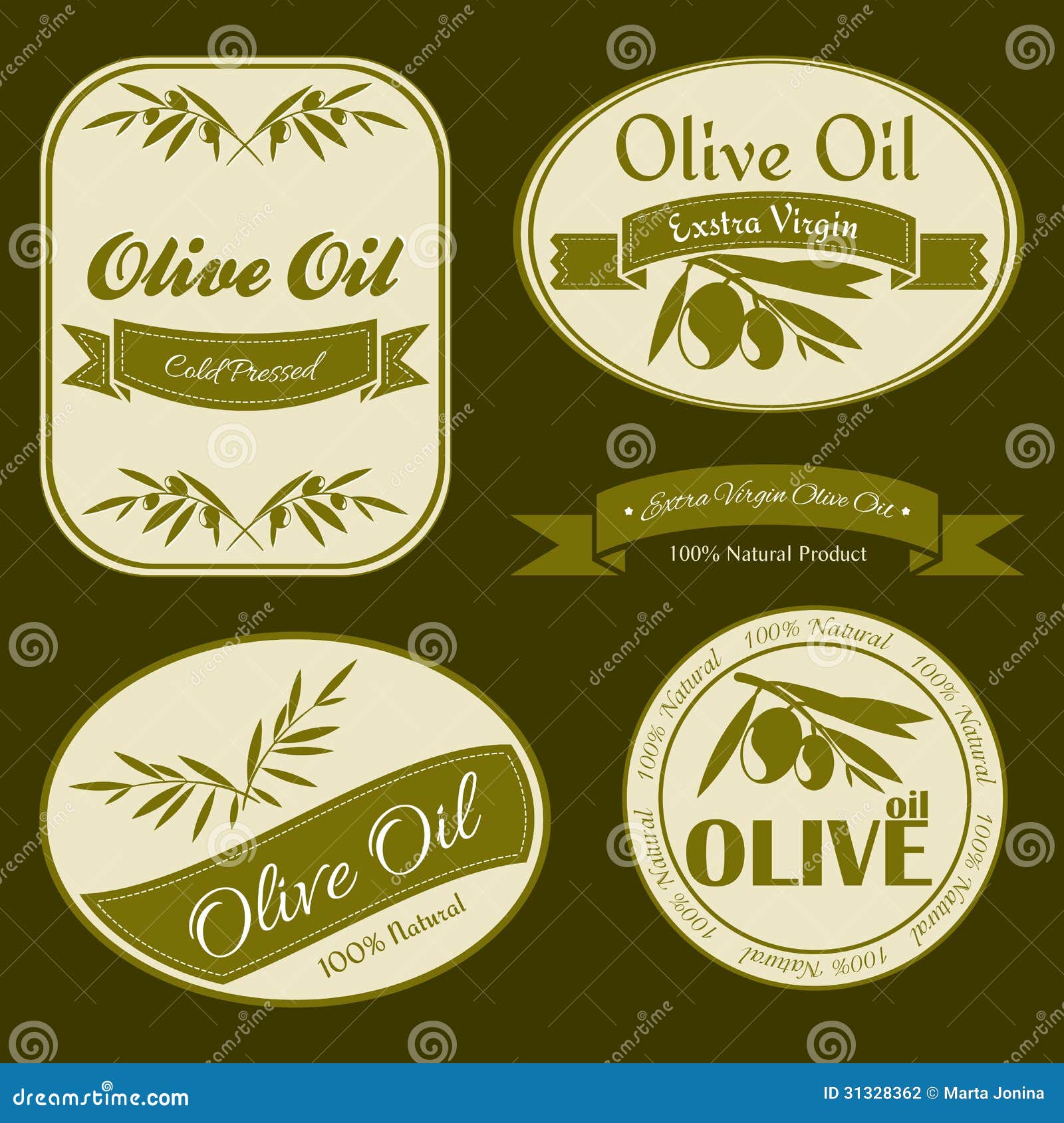 Olive oil vintage labels stock vector. Illustration of extra - 31328362