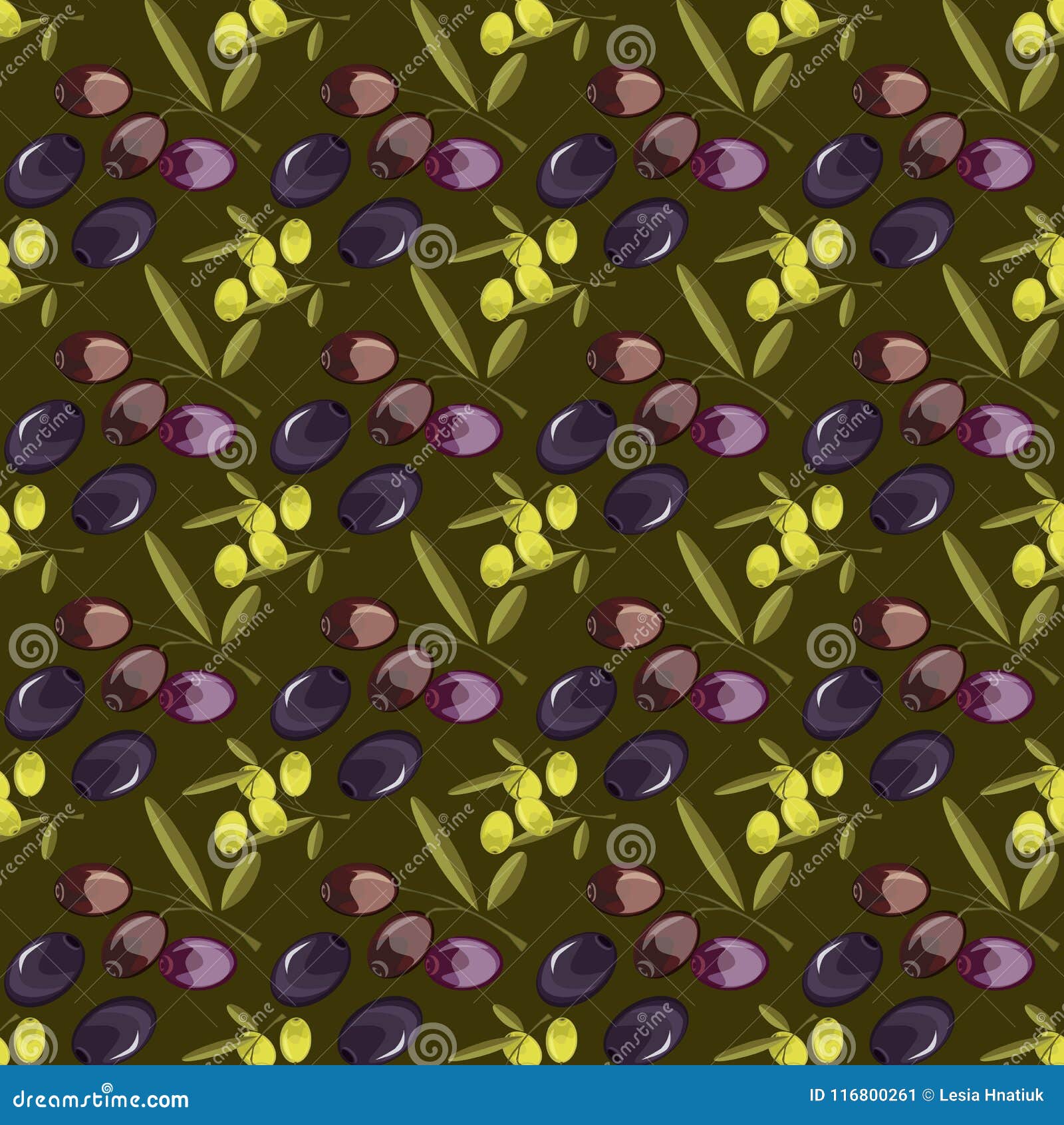 Olive Pattern Seamless Background with Olive Leaves. Stock Vector ...