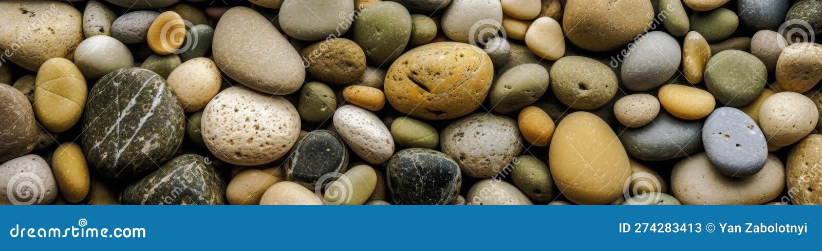Olive Pebbles Stone Background Panoramic Banner. Generative AI Stock ...