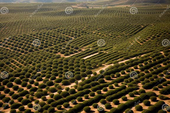 Olive Plantation Forming Geometric Patterns from Sky Stock Image ...
