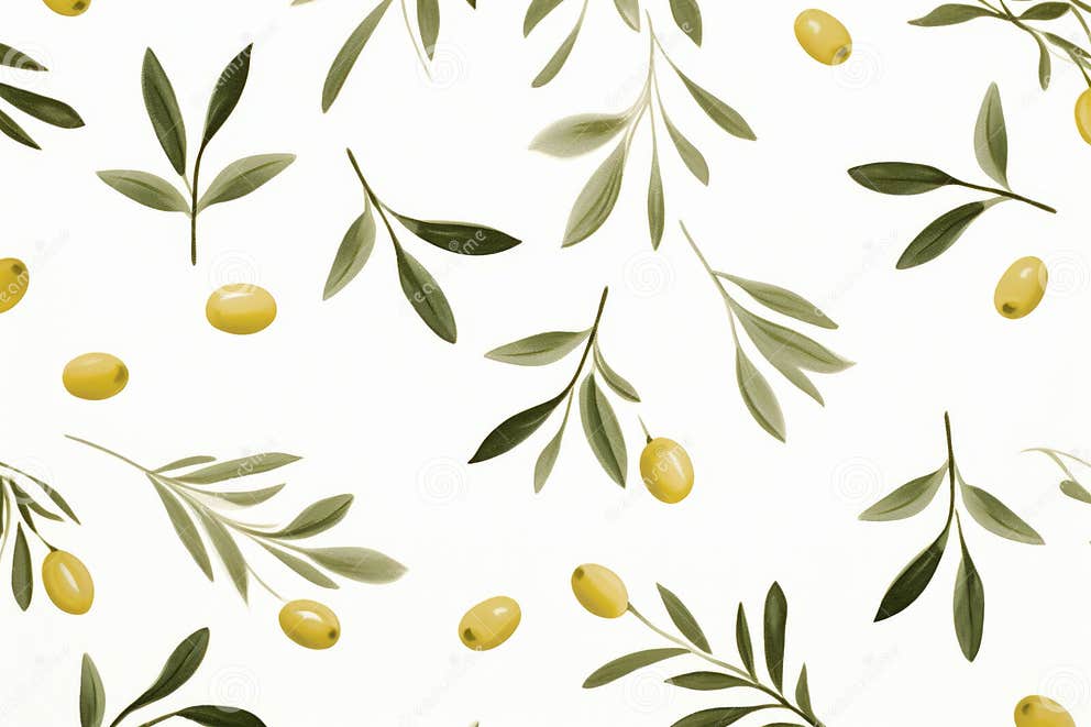 Olive Seed and Olive Leaves Pattern on White Background Stock Image ...