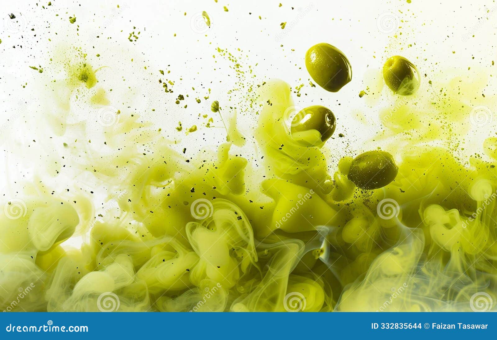 Olive Smoking Explosion on White Background -Generative Ai Stock ...