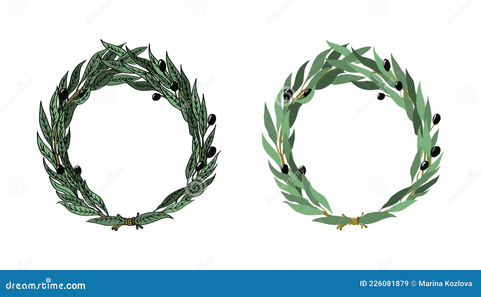Olive Wreath in Vector - Colorful Vector Drawing Stock Vector ...