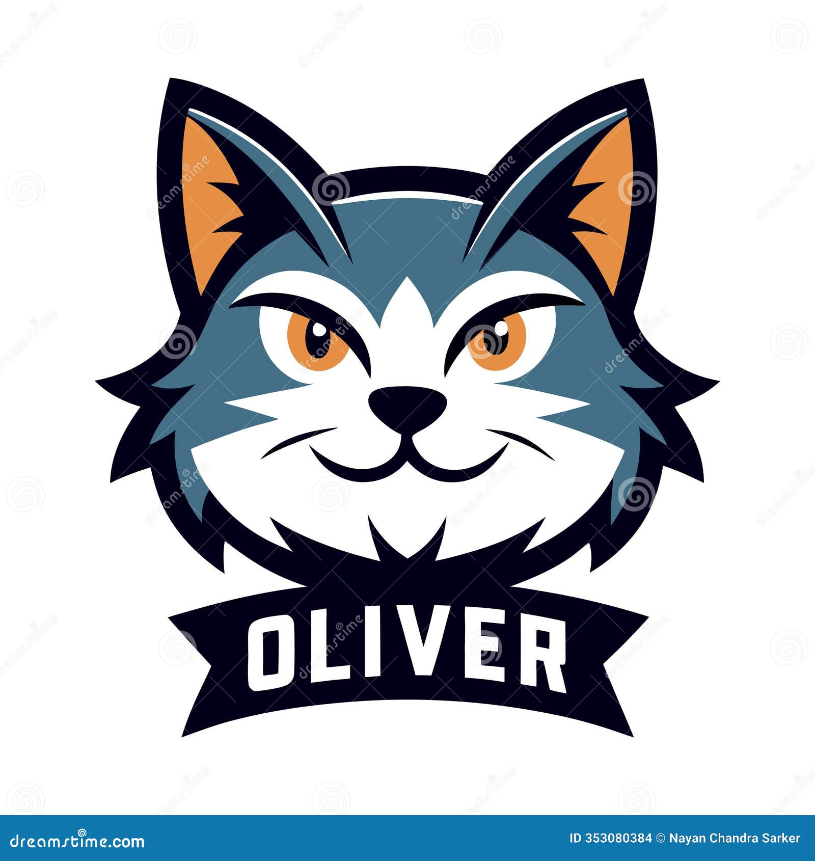 Oliver Cat Head Mascot Logo Stock Illustration - Illustration of danger ...