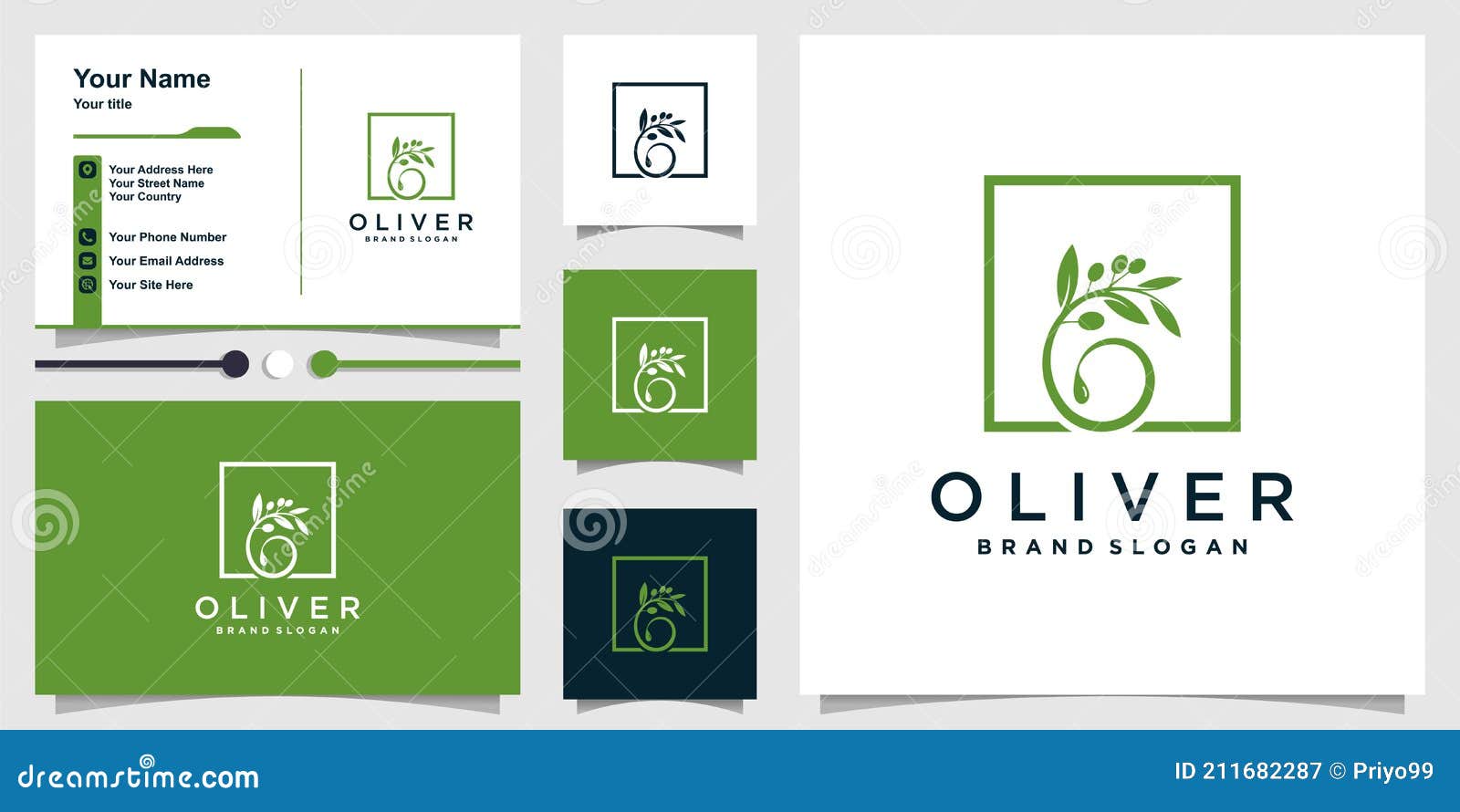 Oliver Logo with Creative Abstract Concept and Business Card Design ...