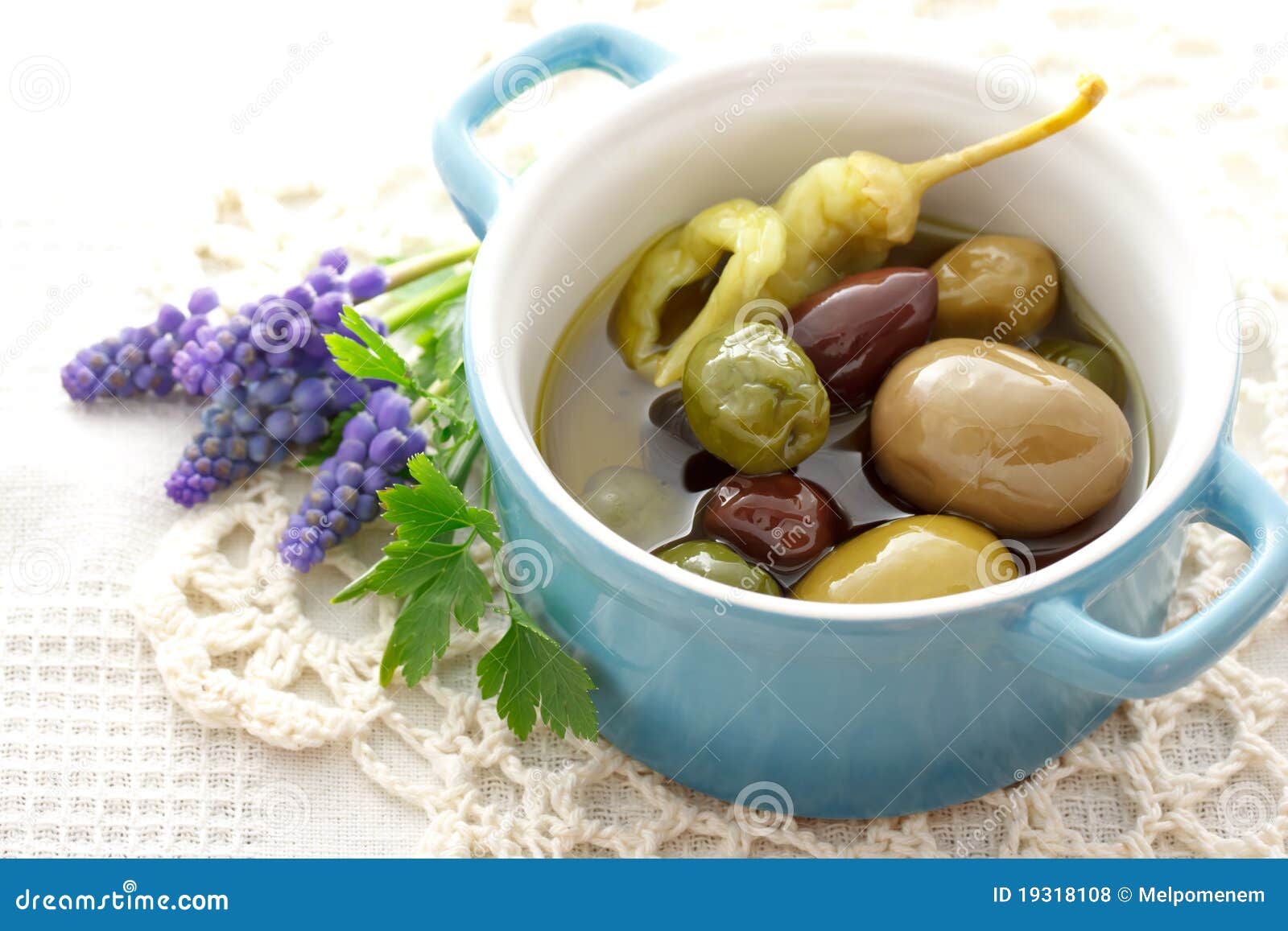 Olives in little pot stock photo. Image of ingredient - 19318108