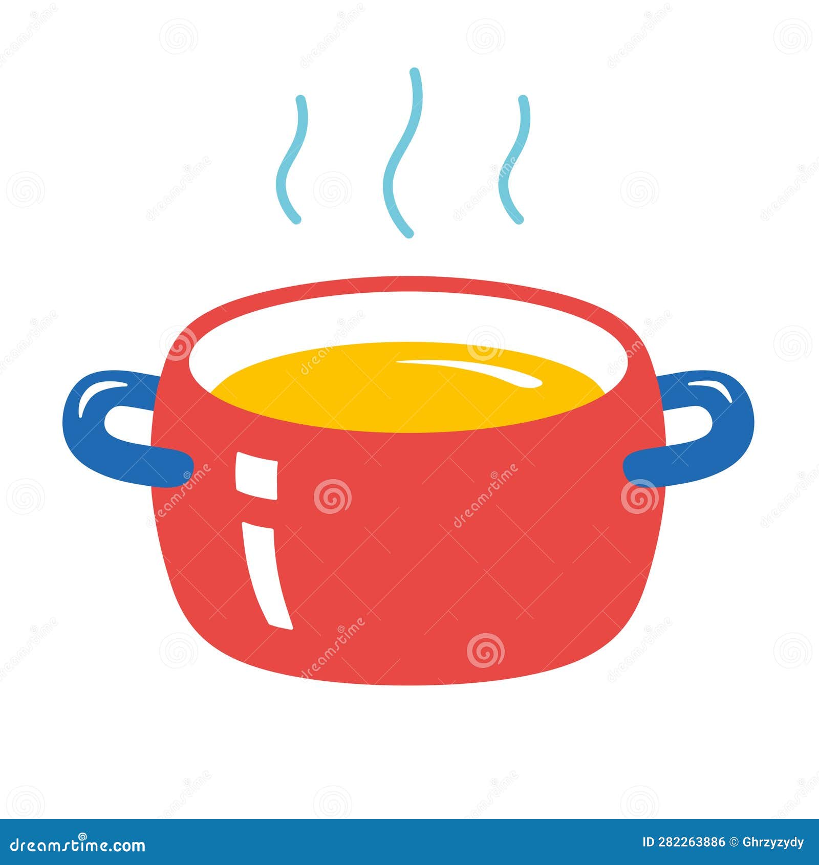 Olla De Cocina Roja Con Comida Caliente Ilustración del Vector ...
