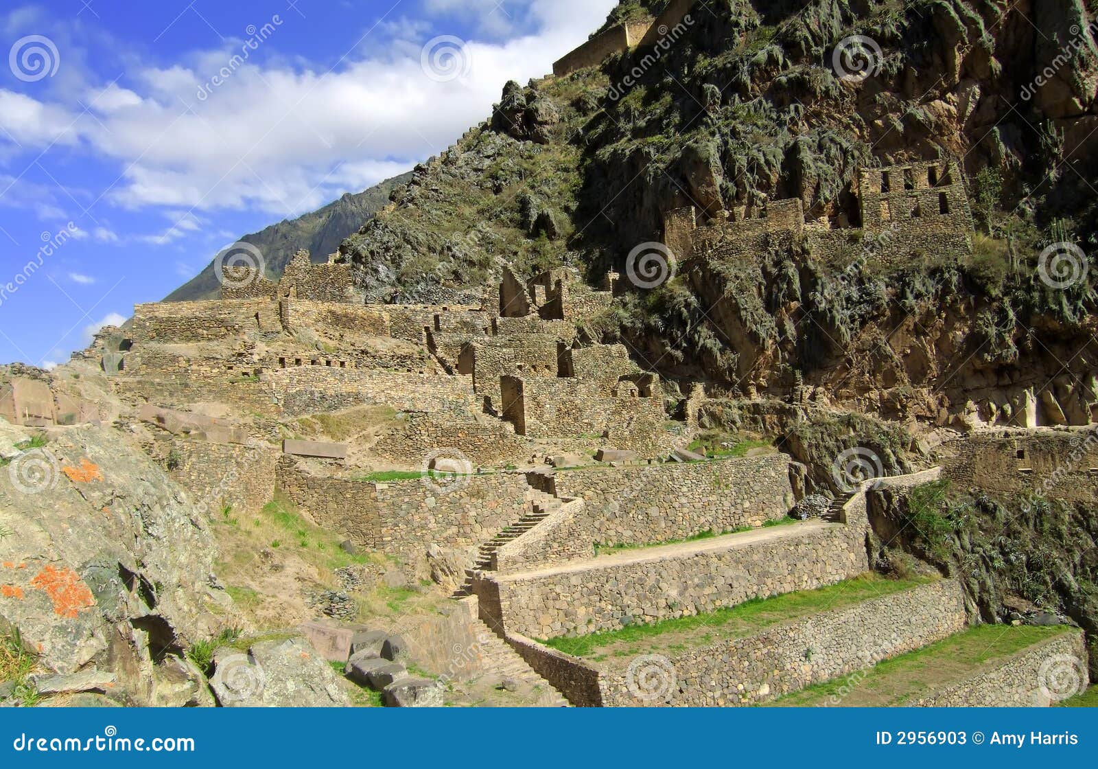 Incan Hillside Fortress Ollantaytambo In Sacred Royalty-Free Stock ...
