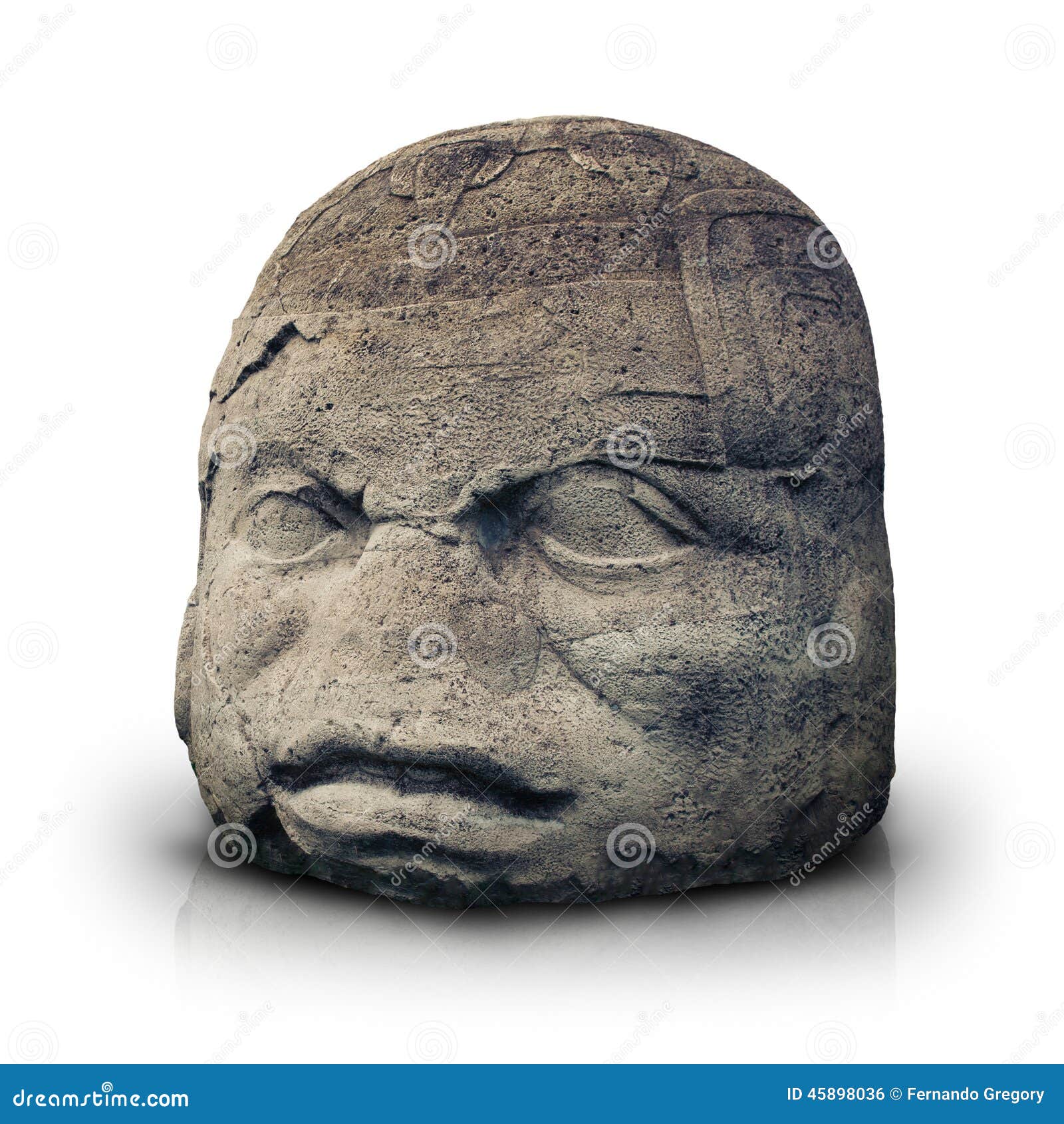 Olmec Colossal Head Isolated on White Stock Photo - Image of religion ...
