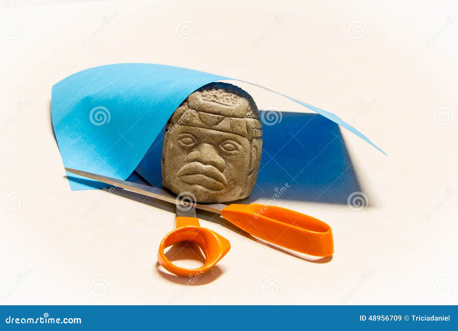 Olmec Head Rock Paper Scissors Stock Image - Image of orange, decision ...