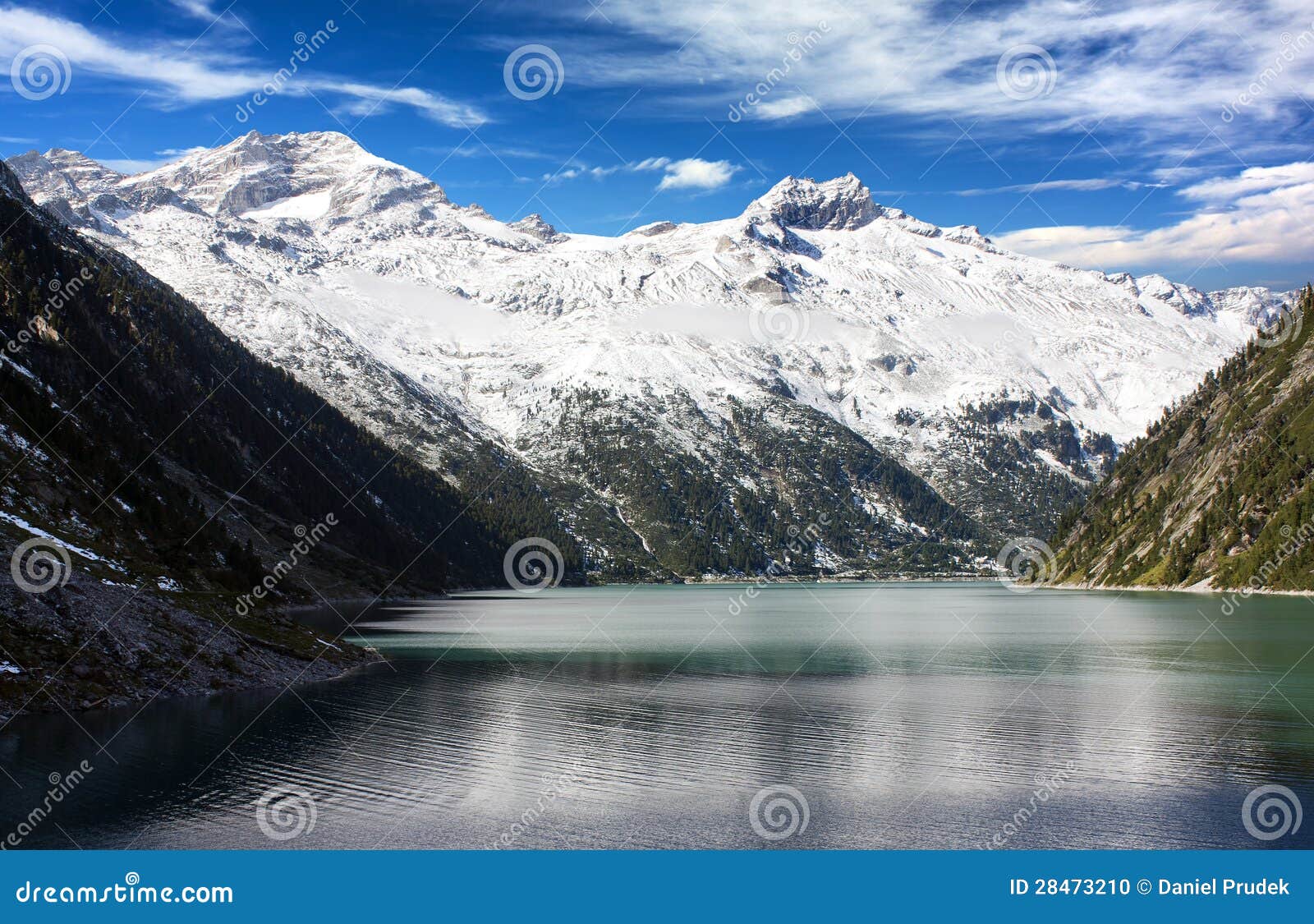 Olperer Above Schlegeisspeicher Lake Stock Photo - Image of scene ...