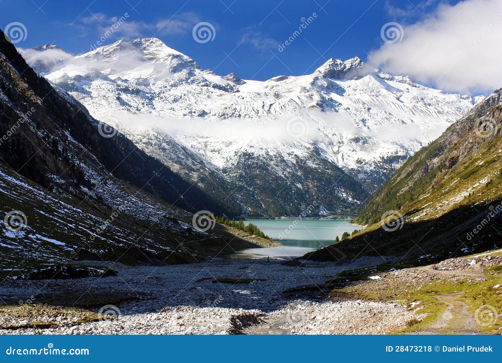 Olperer Above Schlegeisspeicher Lake Stock Photo - Image of austria ...