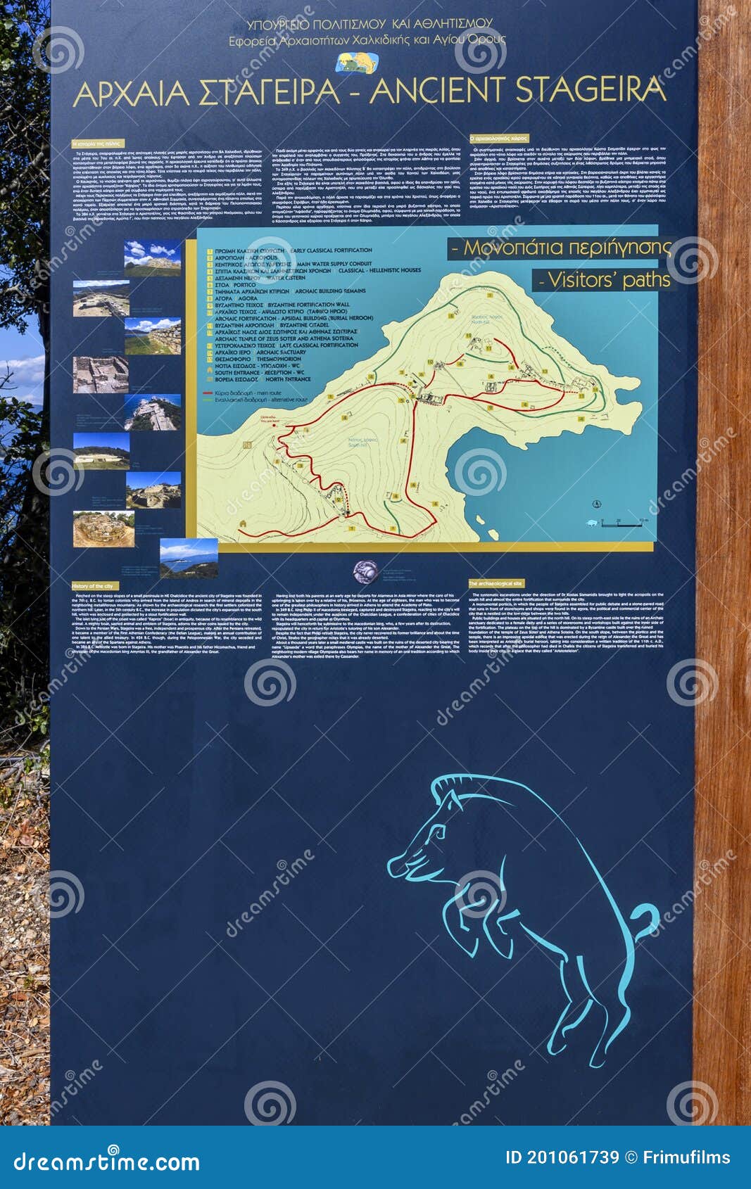 OLYMPIADA, GREECE - OCTOBER 13, 2020: Map of Ancient Stageira Editorial ...
