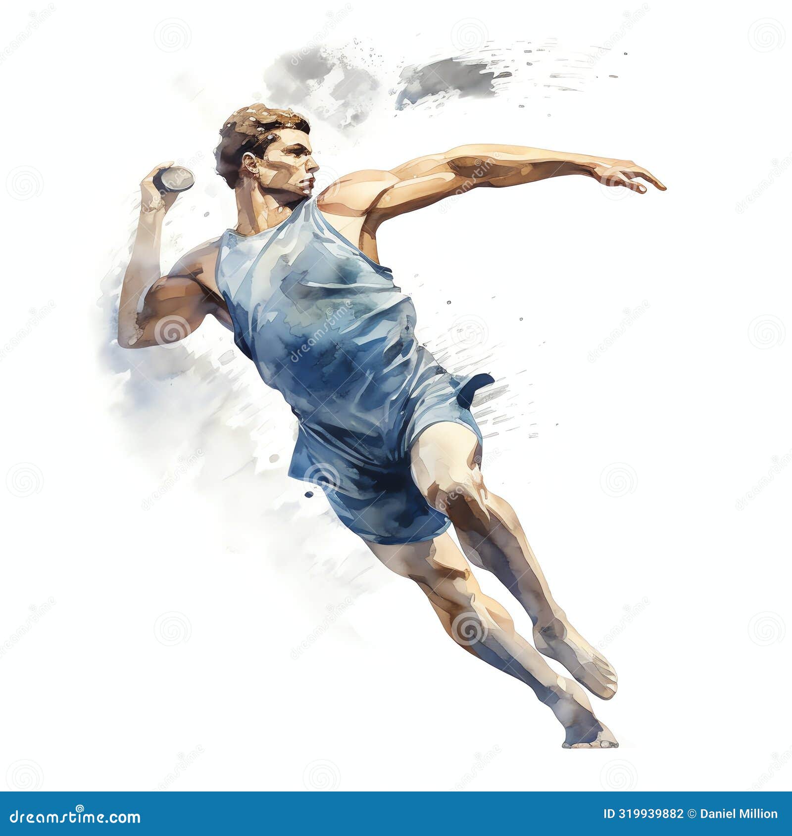 Olympic Athlete in a Discus or Javelin Throw Pose Illustration Stock ...