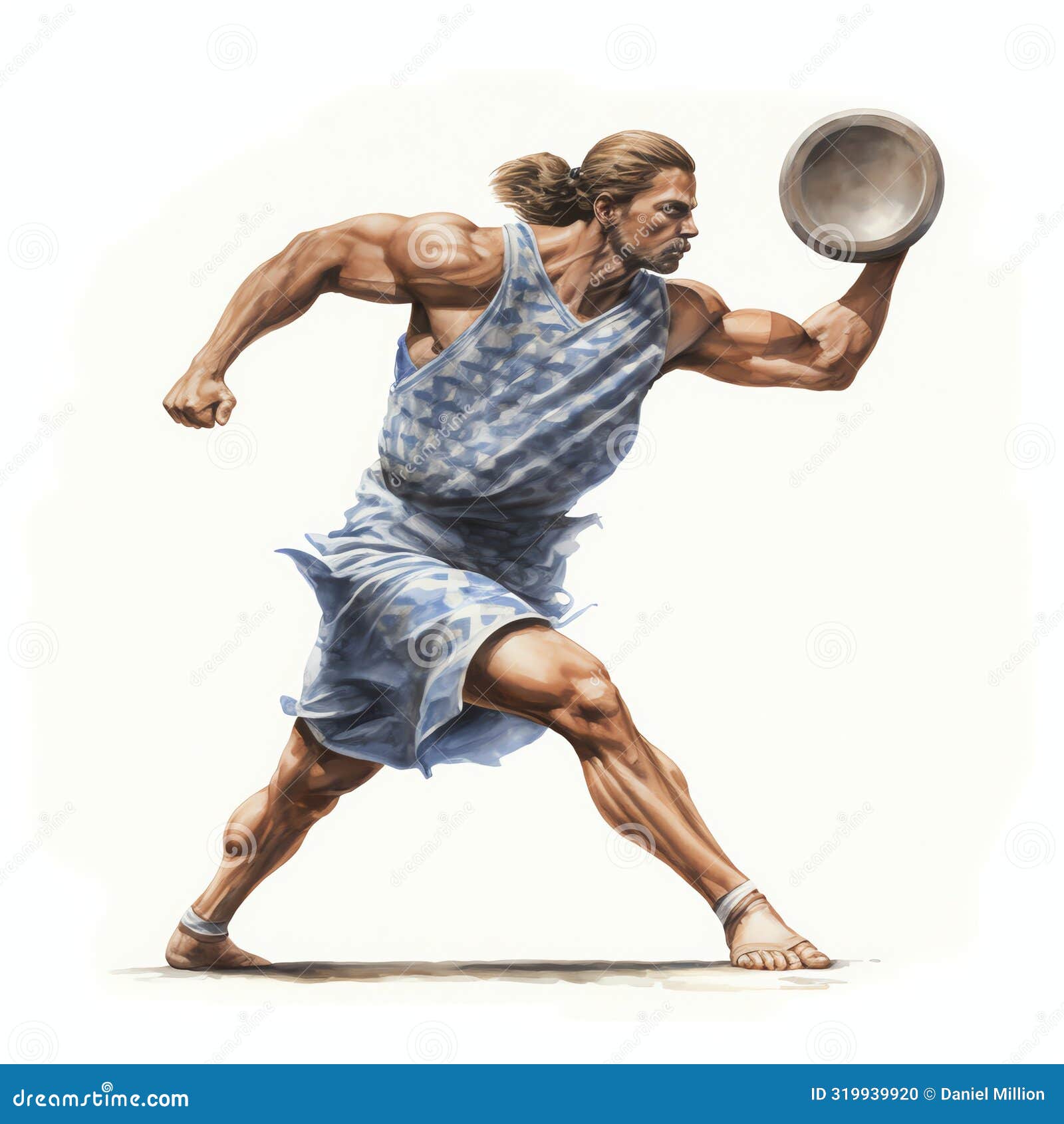 Olympic Athlete in a Discus or Javelin Throw Pose Illustration Stock ...