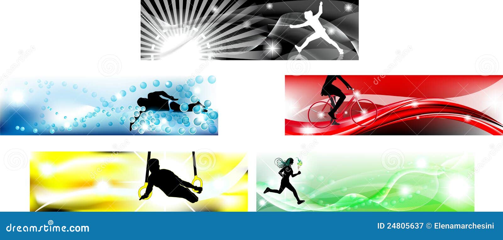 Olympic Banner in Typical Five Colors Stock Vector - Illustration of ...