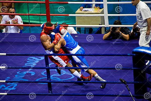 Olympic Boxers Fall during Fight Editorial Stock Image - Image of ...