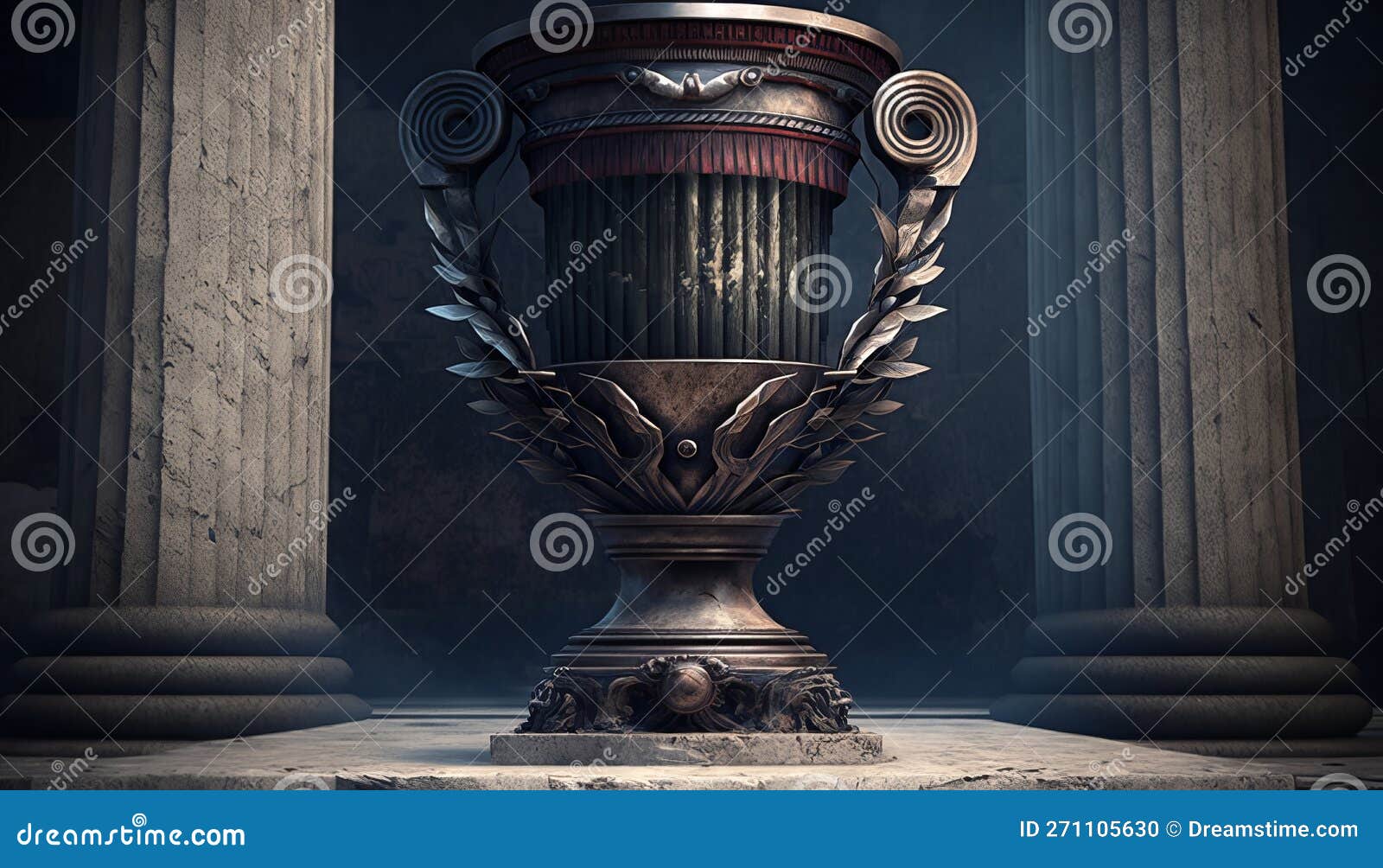 Olympic Cup Winner with Columns. Generative AI. Stock Illustration ...