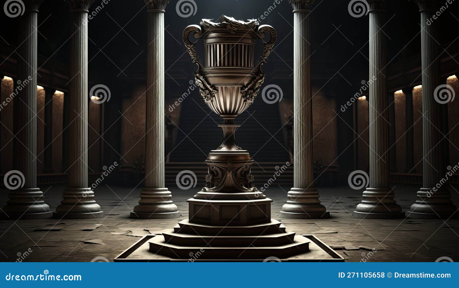 Olympic Cup Winner with Columns. Generative AI. Stock Illustration ...