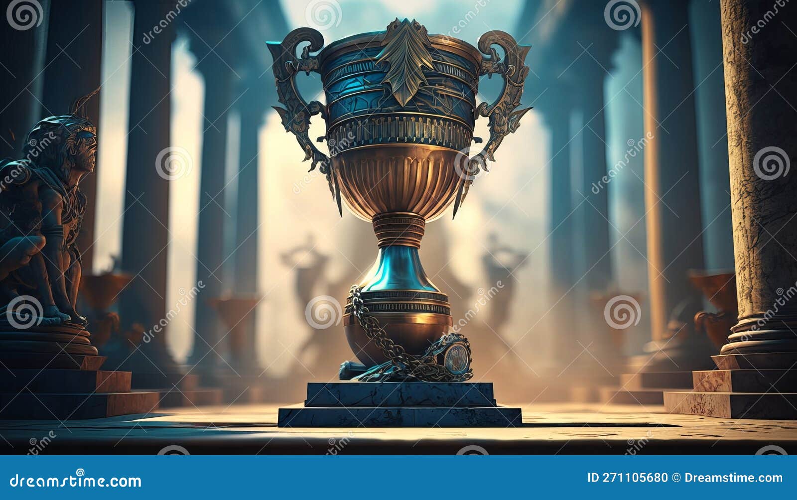 Olympic Cup Winner with Columns. Generative AI. Stock Illustration ...